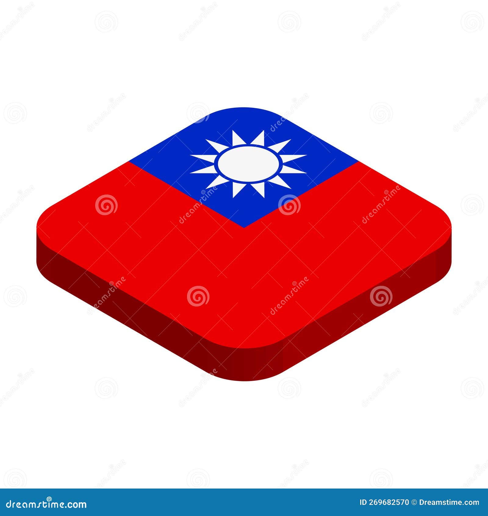 Rounded Square Isometric Vector Flag of Taiwan Stock Vector ...