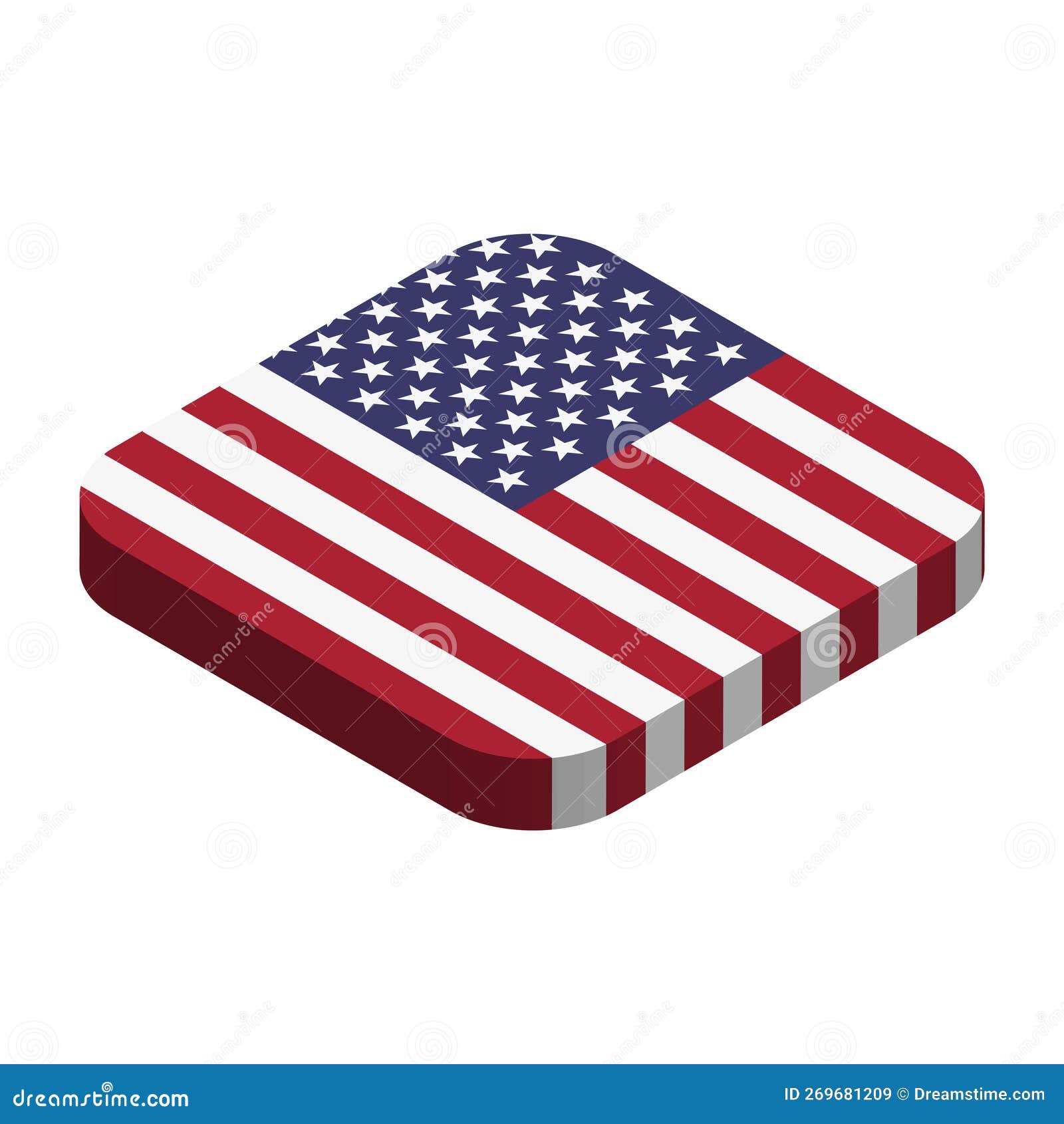 Rounded Square Isometric Vector Flag of United States of America Stock ...