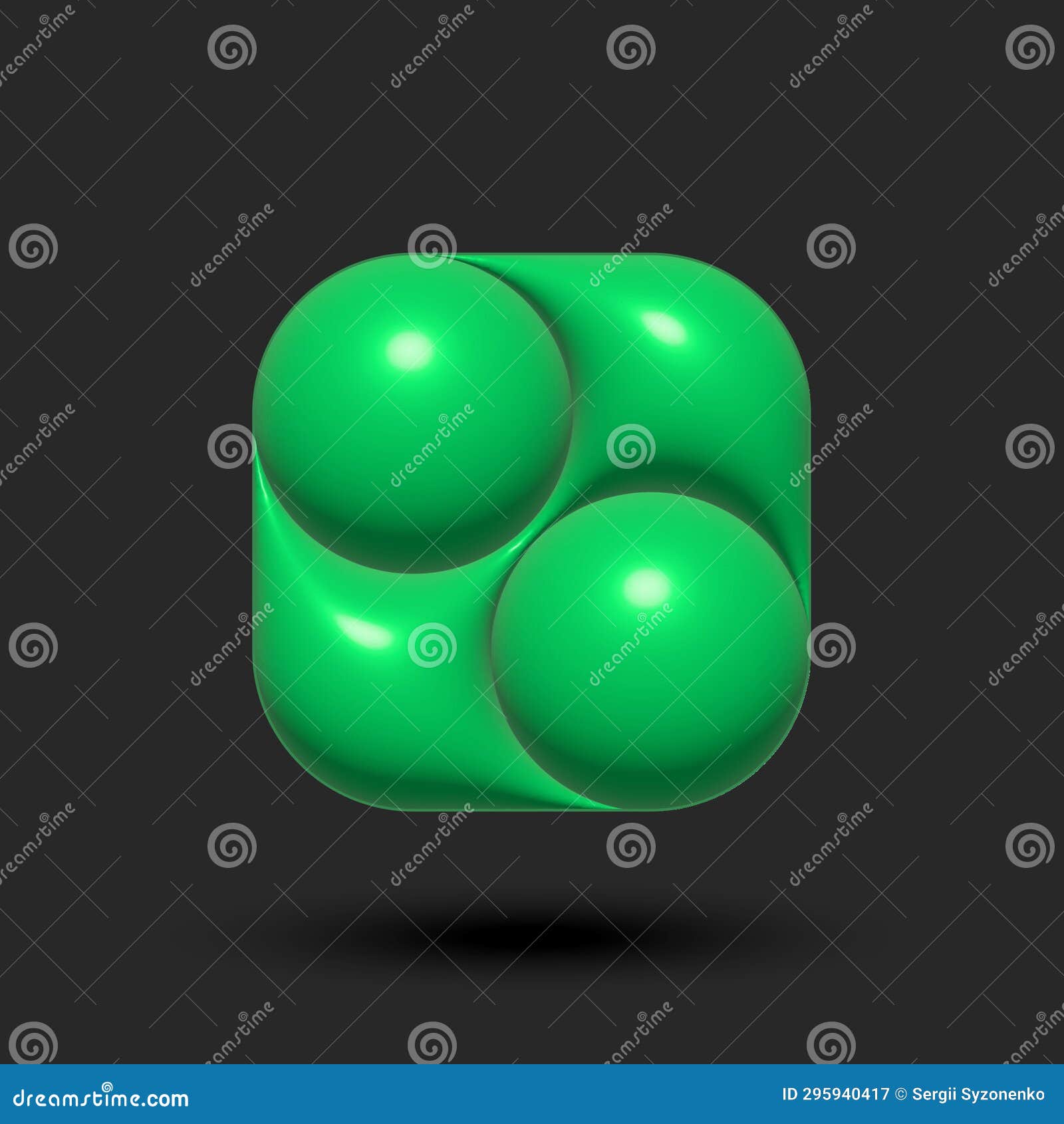 Rounded Square Logo Design 3d Shape with Two Convex Circles Made of ...