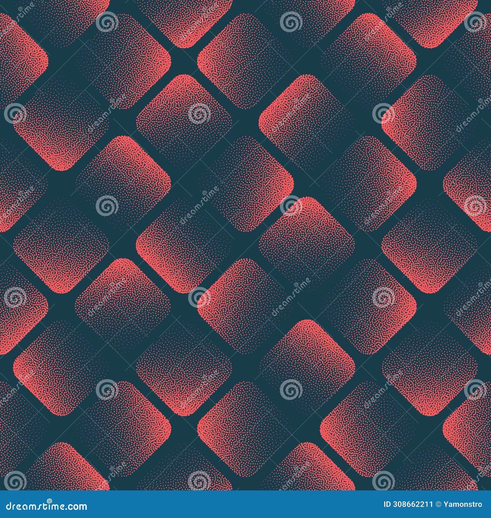 Rounded Square Tilted Grid Seamless Pattern Trend Vector Red Abstract ...