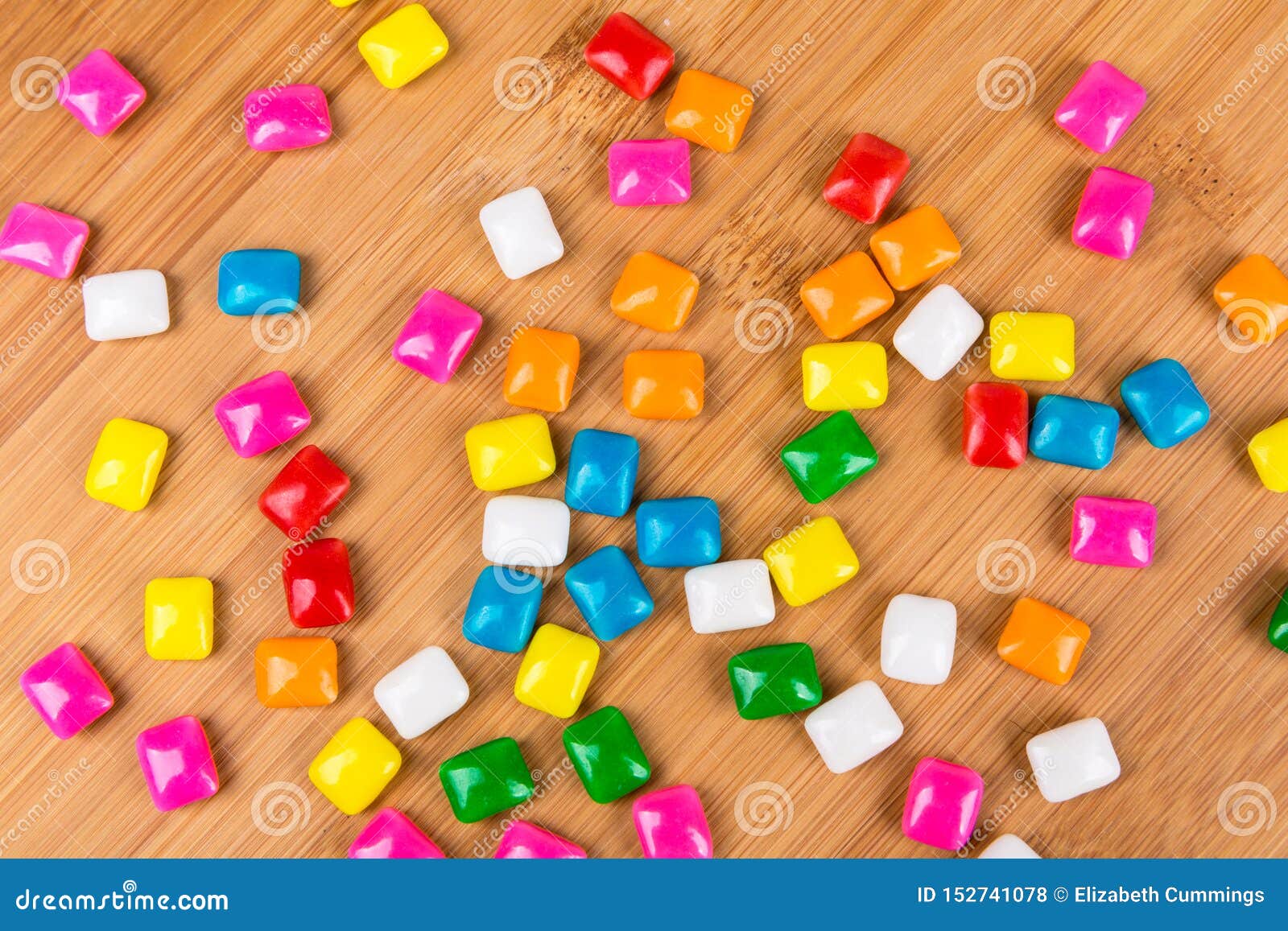 Rounded Square Unchewed Multicolored Bubble Gum Pieces Stock Photo ...