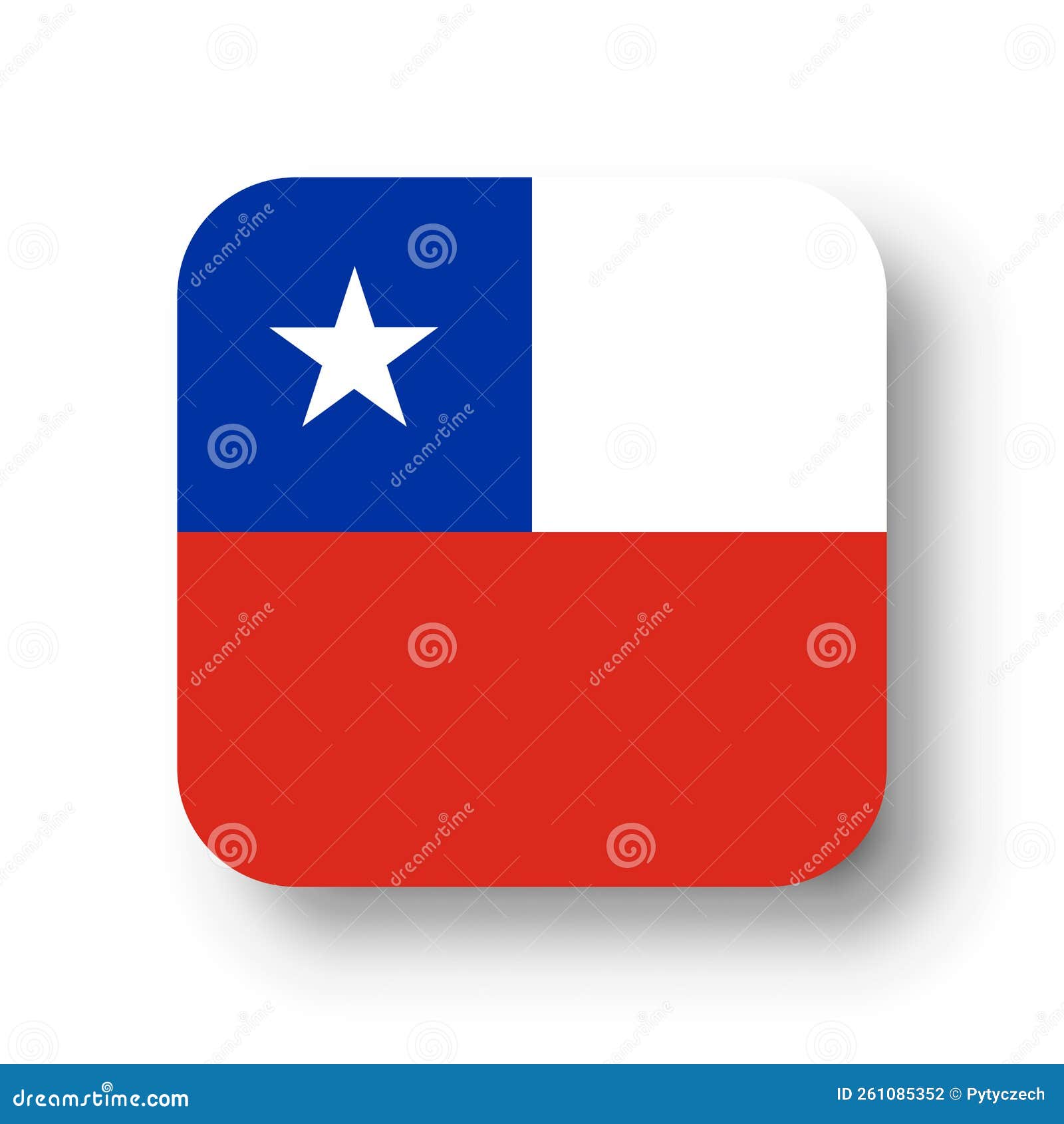 Rounded Square Vector Flag of Chile Stock Vector - Illustration of ...