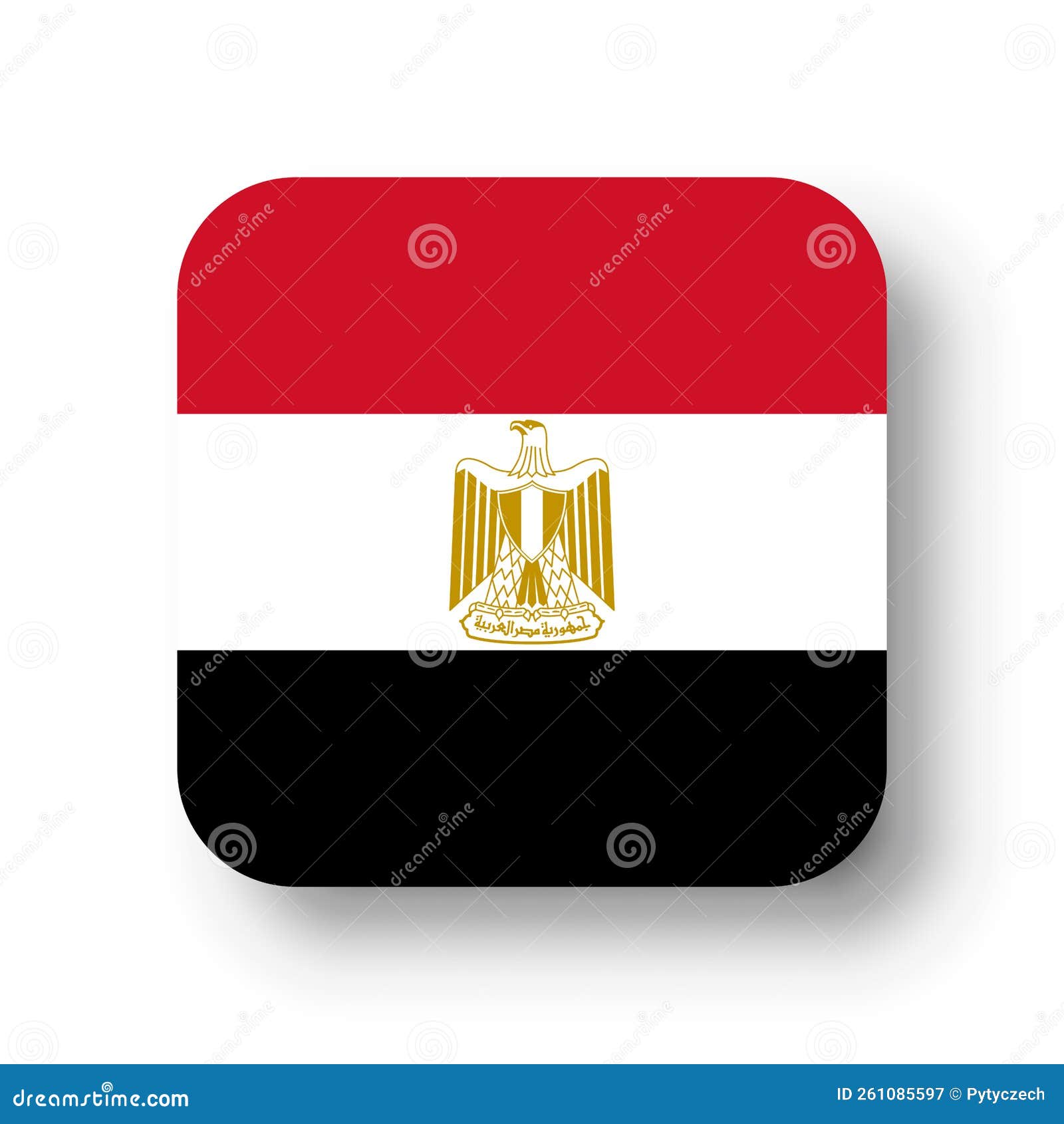 Rounded Square Vector Flag of Egypt Stock Illustration - Illustration ...