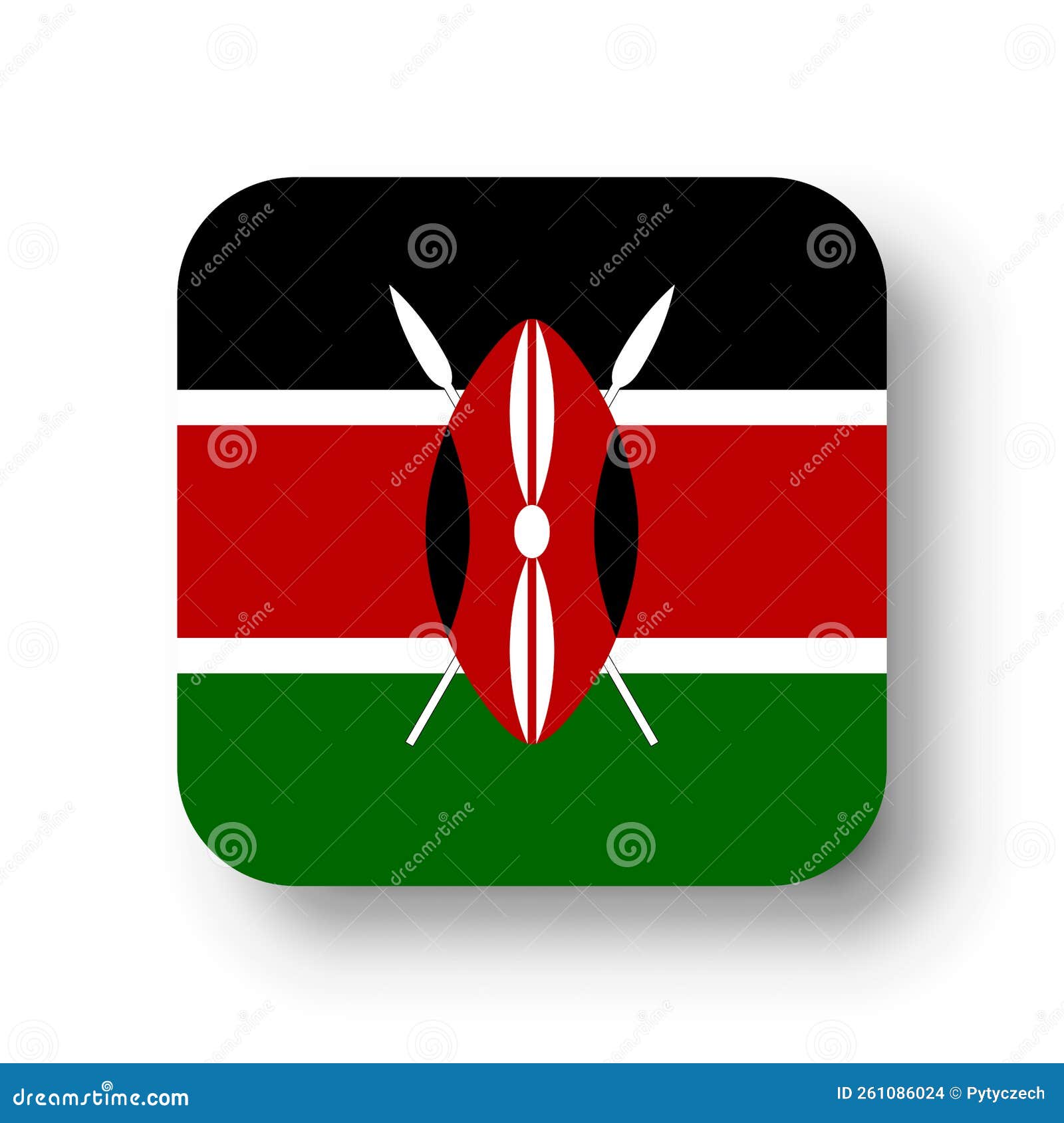 Rounded Square Vector Flag of Kenya Stock Illustration - Illustration of ensign, banner: 261086024
