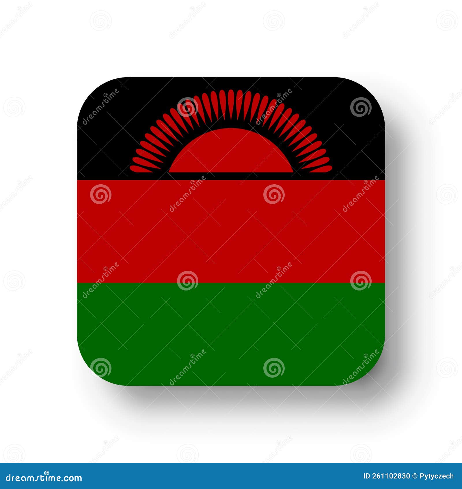 Rounded Square Vector Flag of Malawi Stock Vector - Illustration of ...