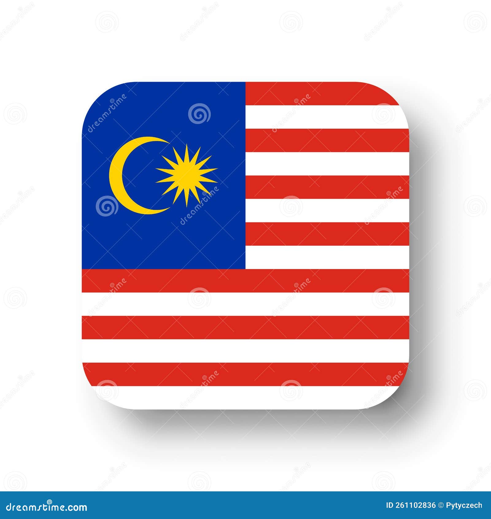 Rounded Square Vector Flag of Malaysia Stock Vector - Illustration of ...