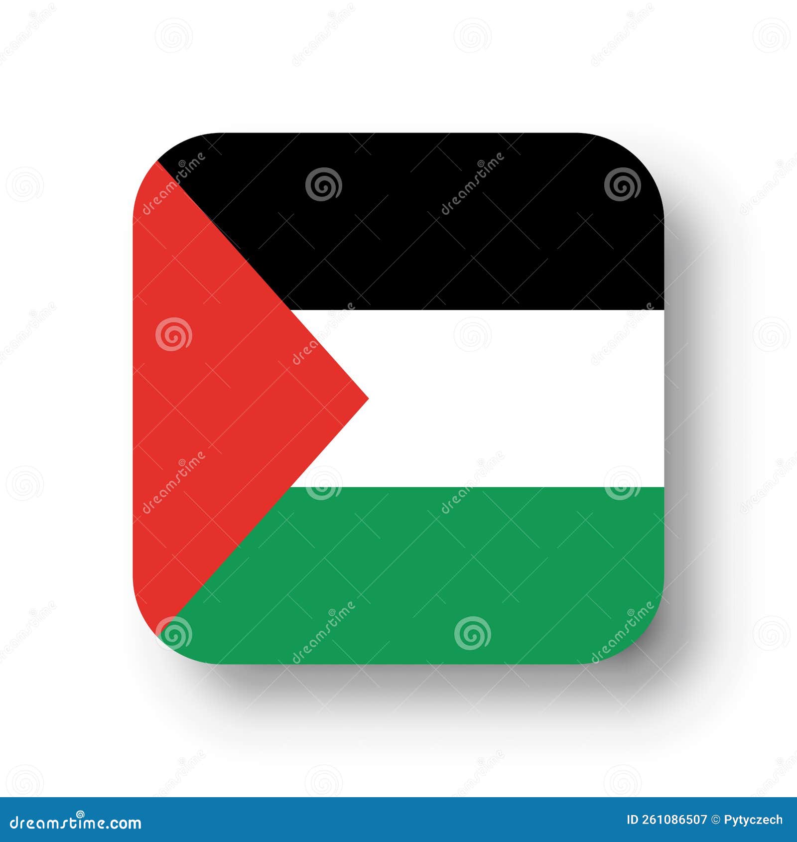 Rounded Square Vector Flag of Palestine Stock Illustration ...