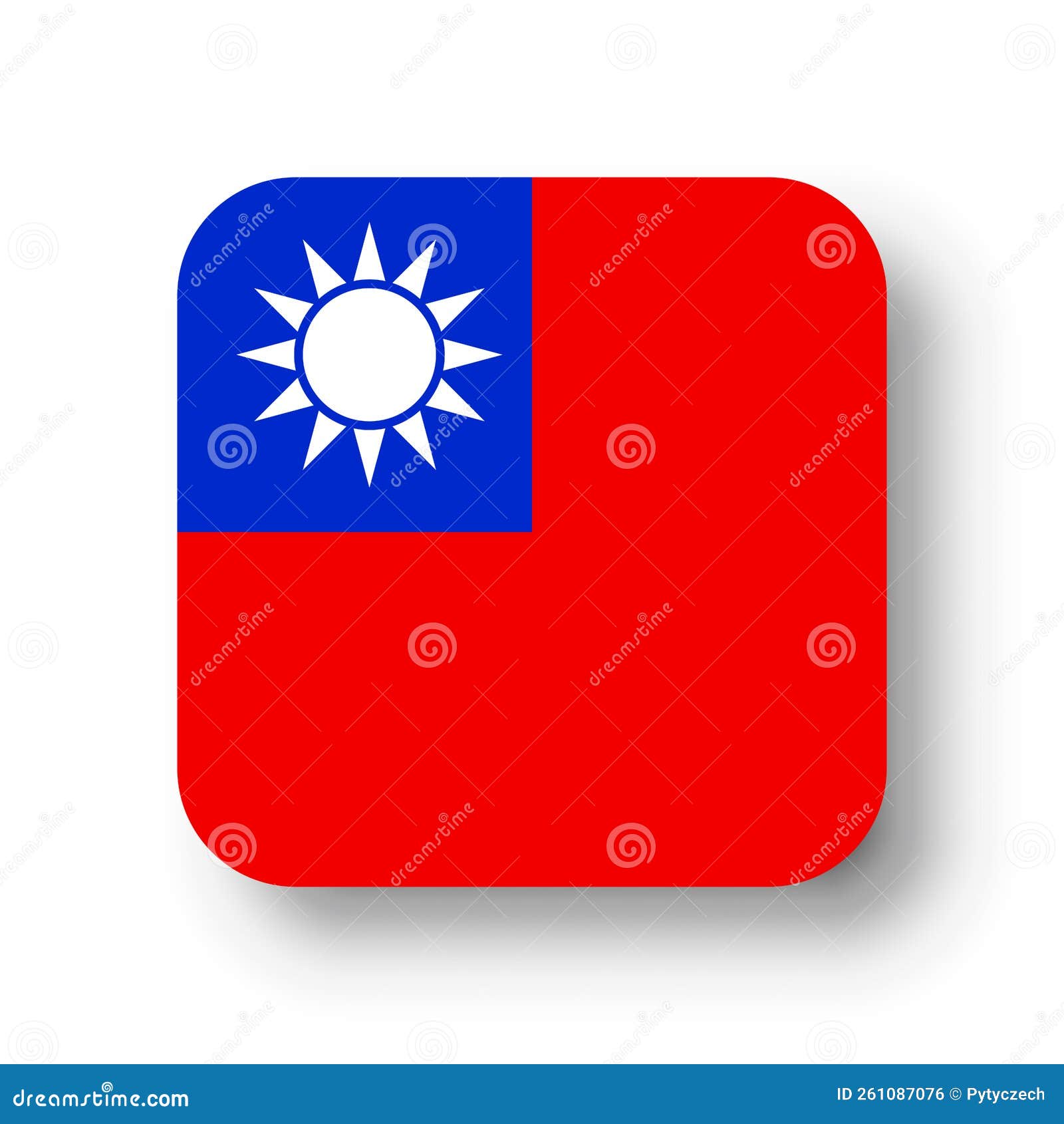 Rounded Square Vector Flag of Taiwan Stock Vector - Illustration of ...