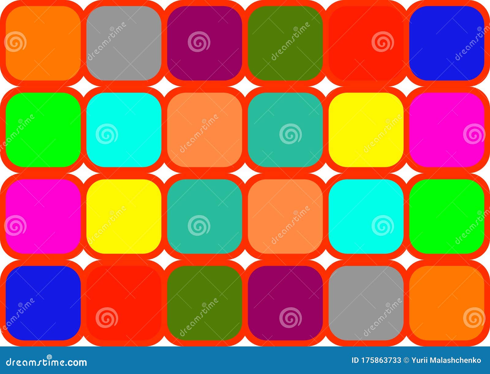 Rounded Squares of Different Colors on a White Background Stock ...