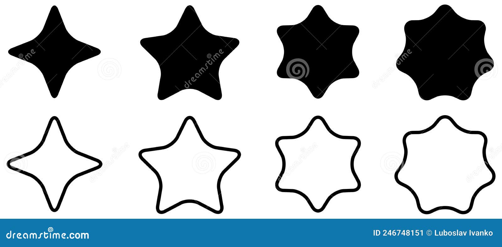 Rounded Stars Icon, Version with Four, Five, Six and Seven Points Stock ...