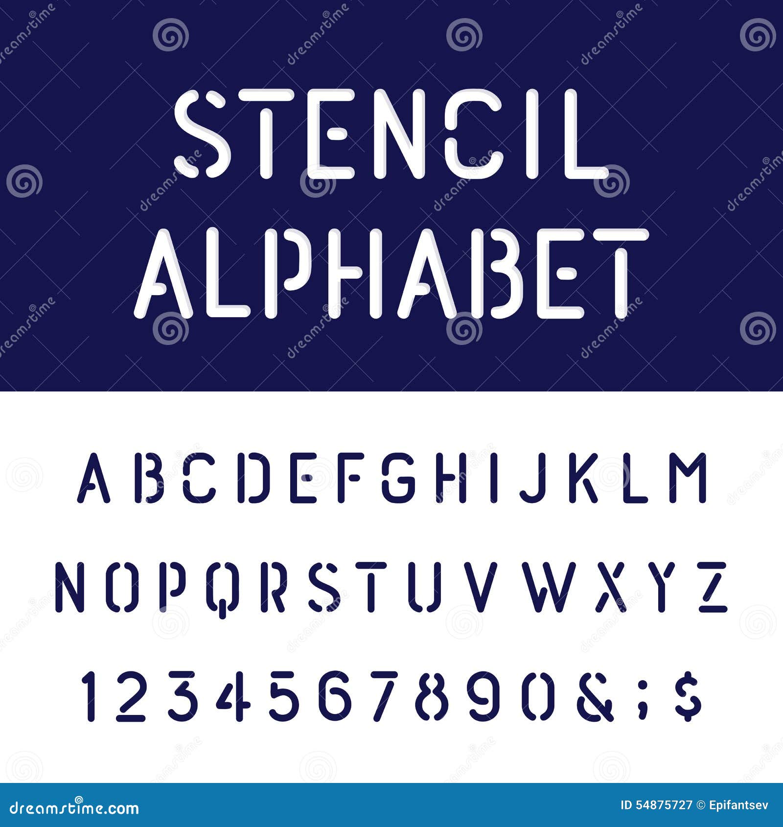 The Rounded Stencil Alphabet Vector Font Stock Vector - Illustration of ...