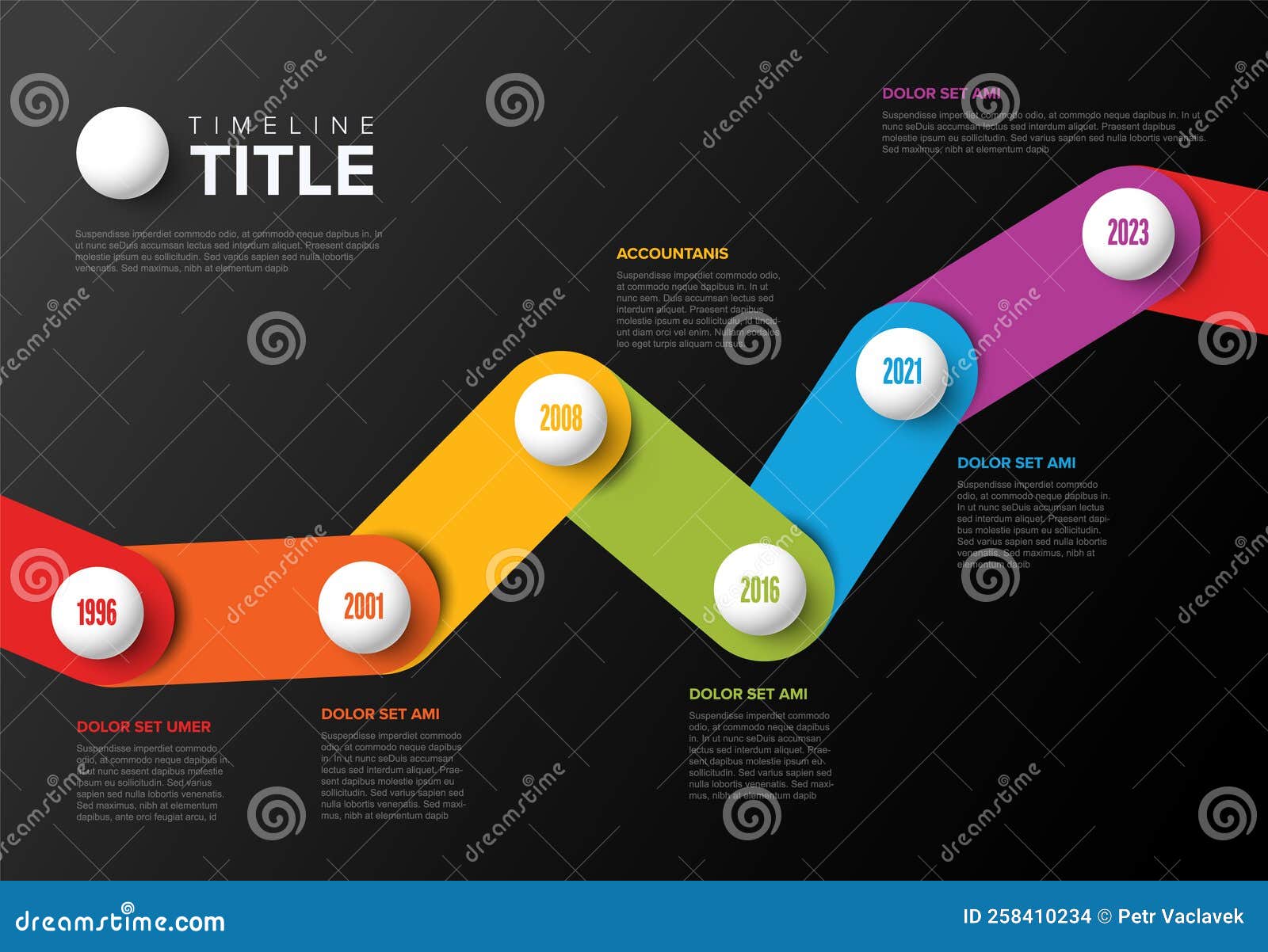 Rounded Steps Elements with Stripes and Spheres Timeline Template Stock ...