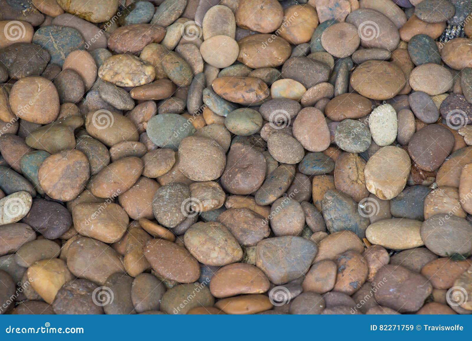 Rounded Stones Eroded from a River and Piled in an Assortment of Colors ...