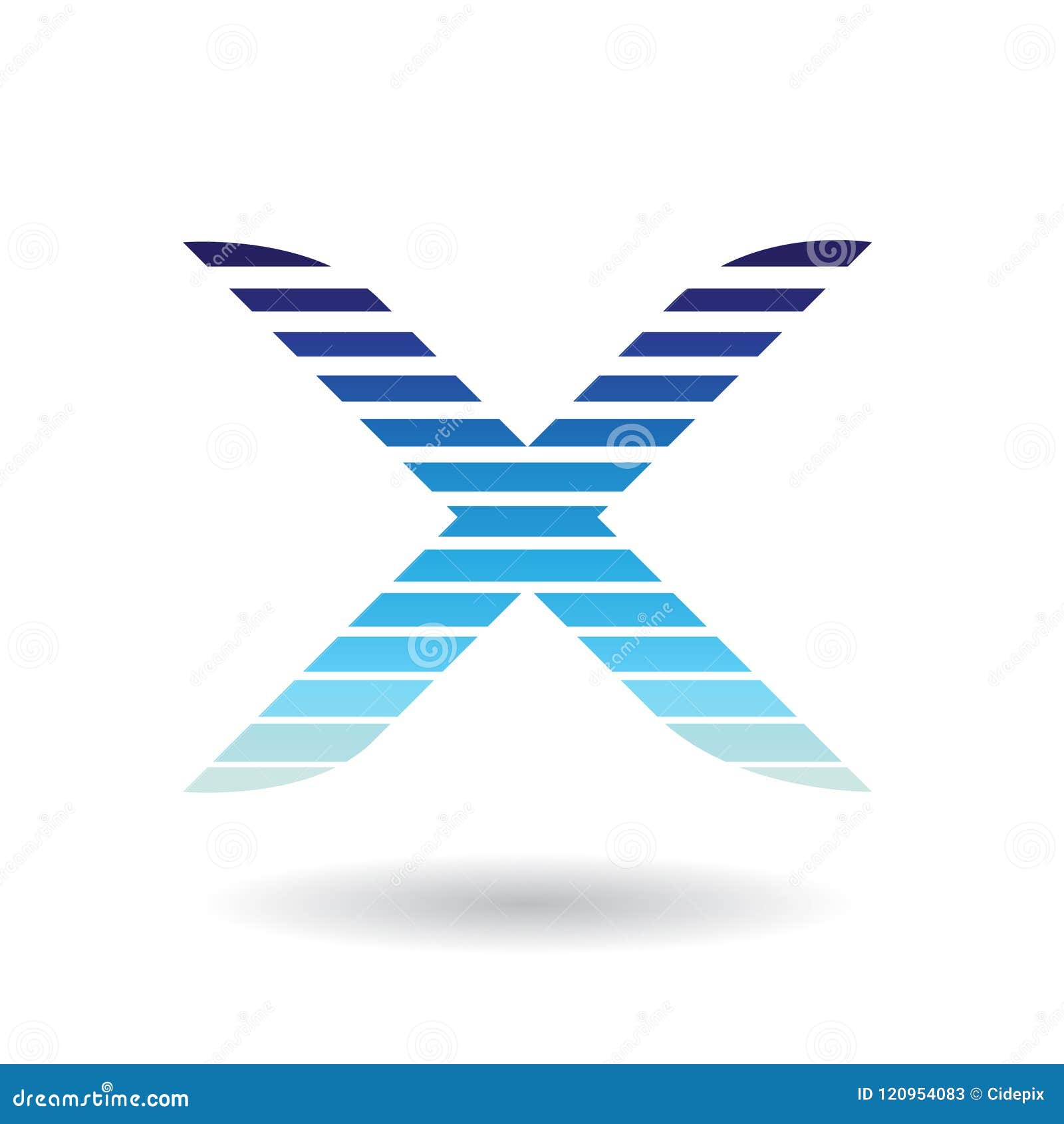 Rounded Striped Blue Icon for Letter X Vector Illustration Stock Vector ...