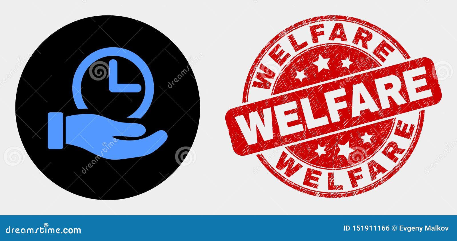 Vector Time Service Hand Icon and Grunge Welfare Seal Stock Vector ...