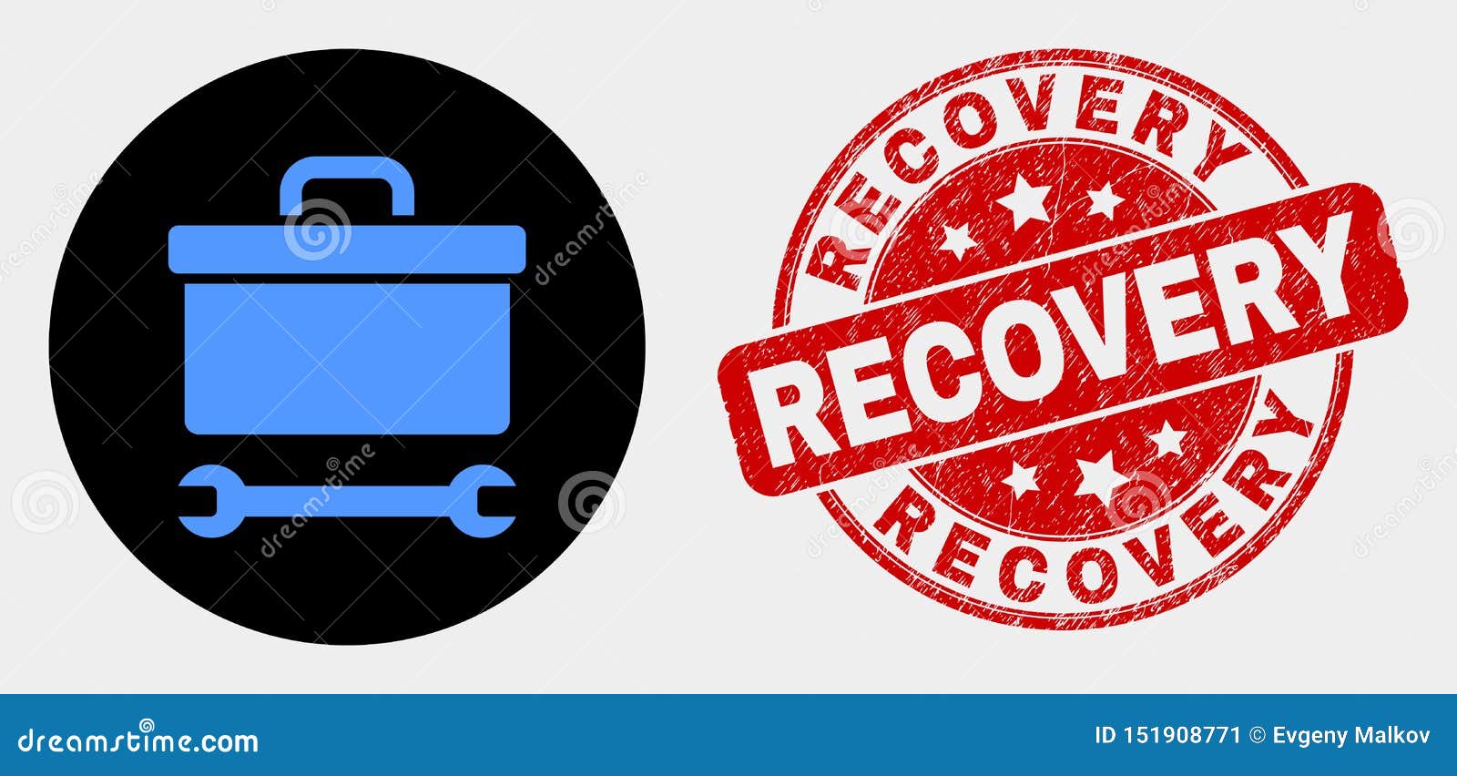 Vector Toolbox Wrench Icon and Scratched Recovery Watermark Stock ...