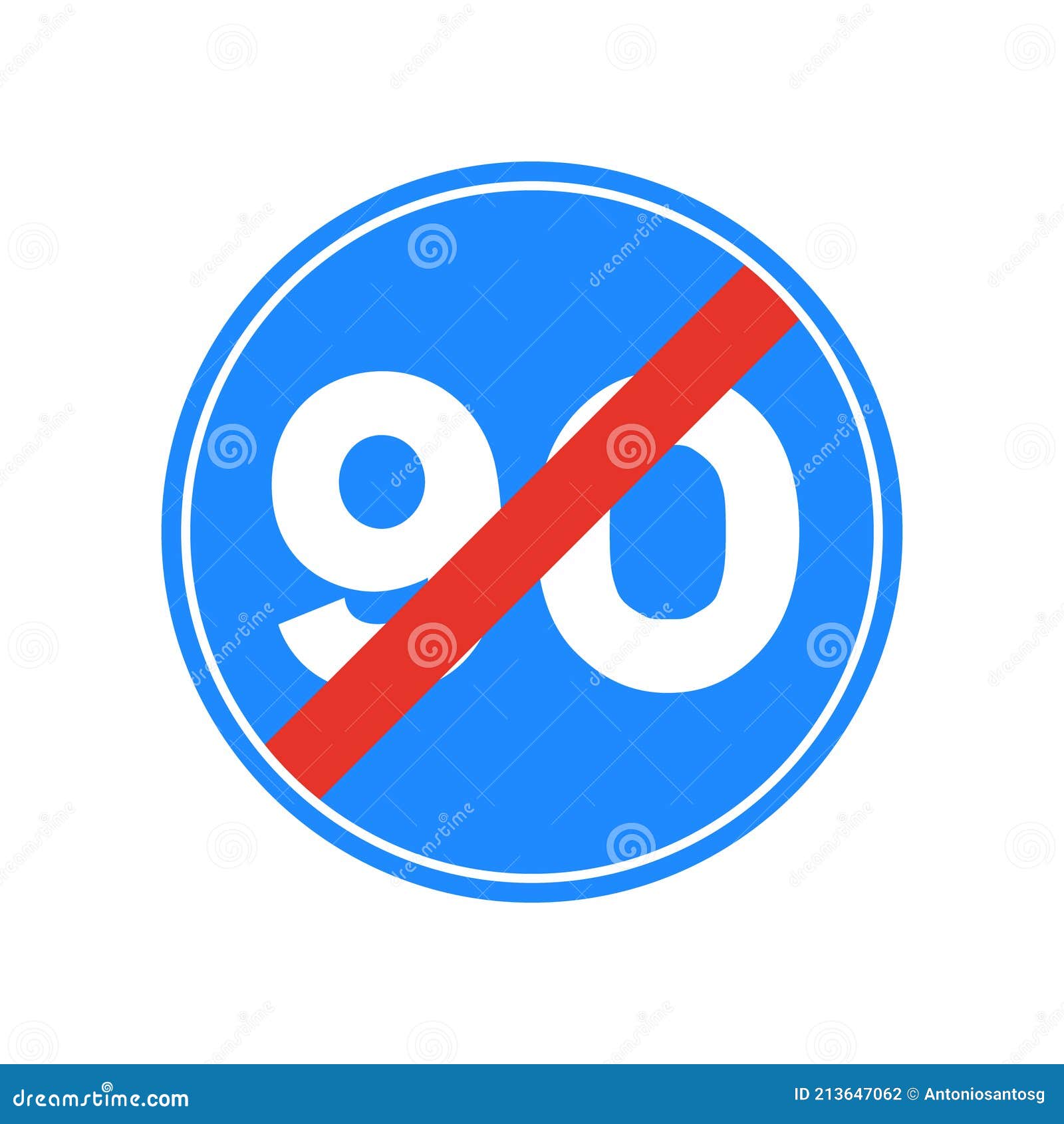 Rounded Traffic Signal in Blue, Red and White, Isolated on White ...