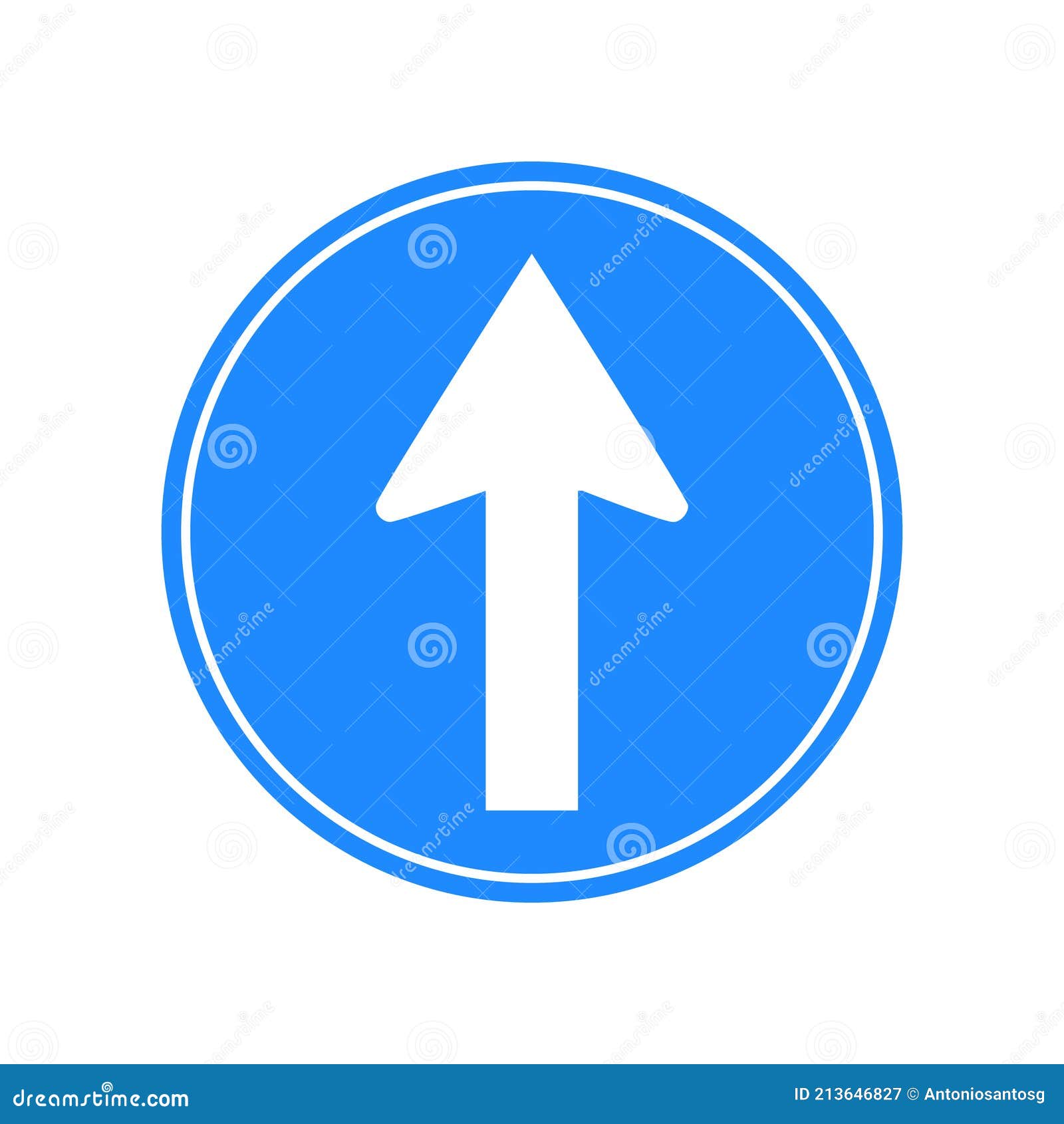 Rounded Traffic Signal in Blue and White, Isolated on White Background ...