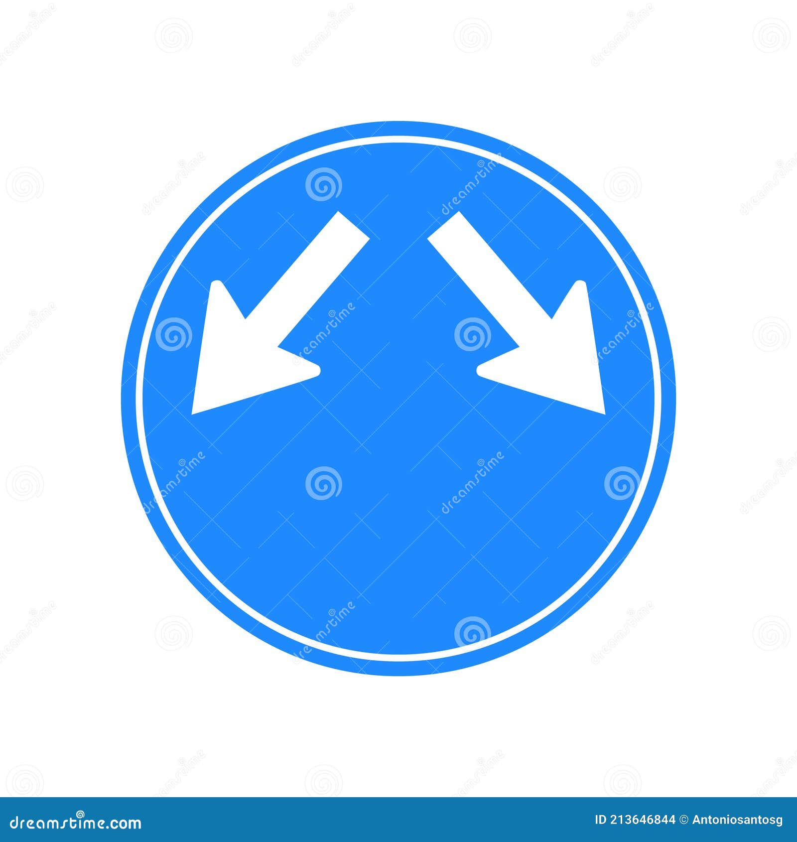 Rounded Traffic Signal in Blue and White, Isolated on White Background ...