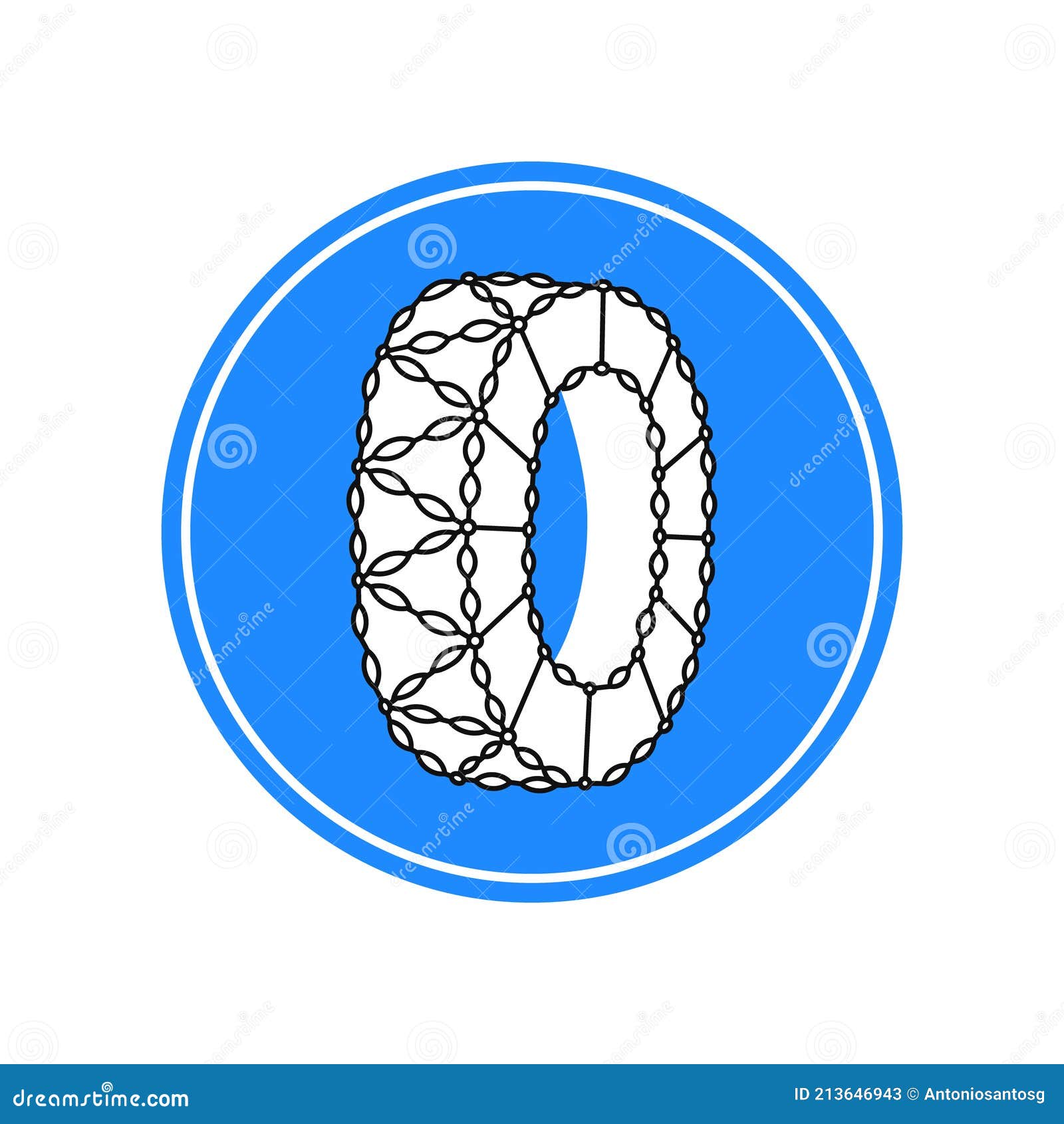 Rounded Traffic Signal in Blue and White, Isolated on White Background ...