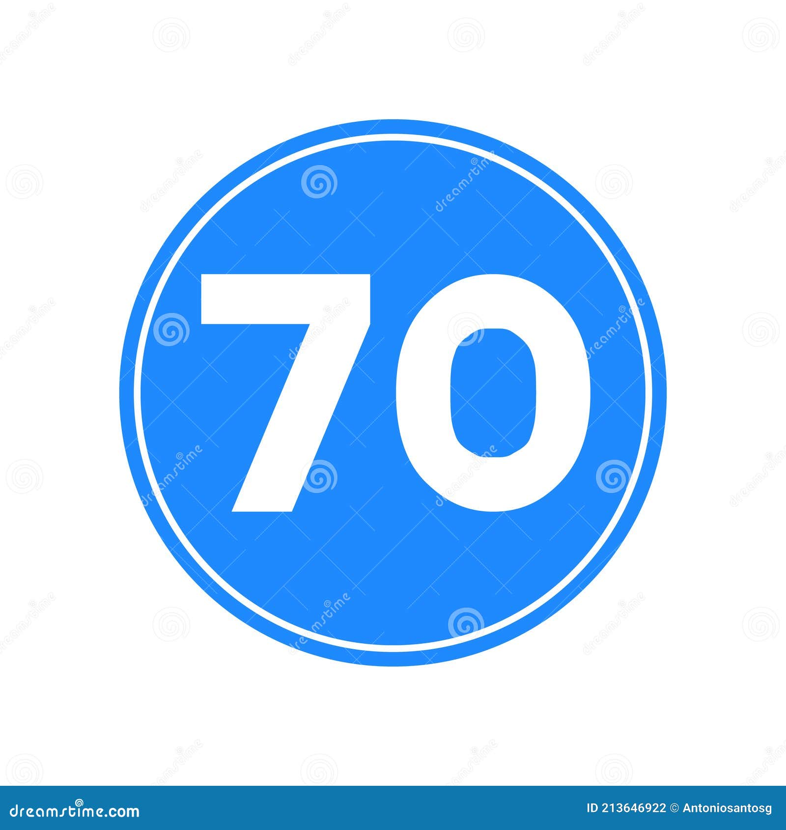 Rounded Traffic Signal in Blue and White, Isolated on White Background ...