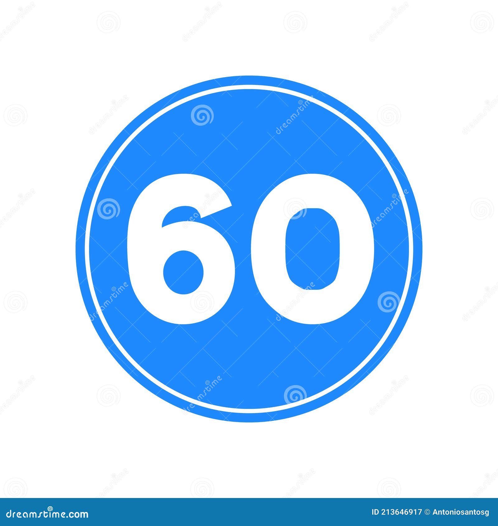 Rounded Traffic Signal In Blue And White, Isolated On White Background ...