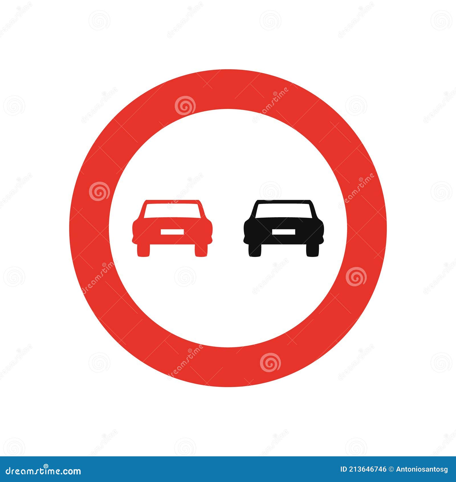 Overtaking Prohibited Sign Isolated On White - Road Safety - Depasirea ...