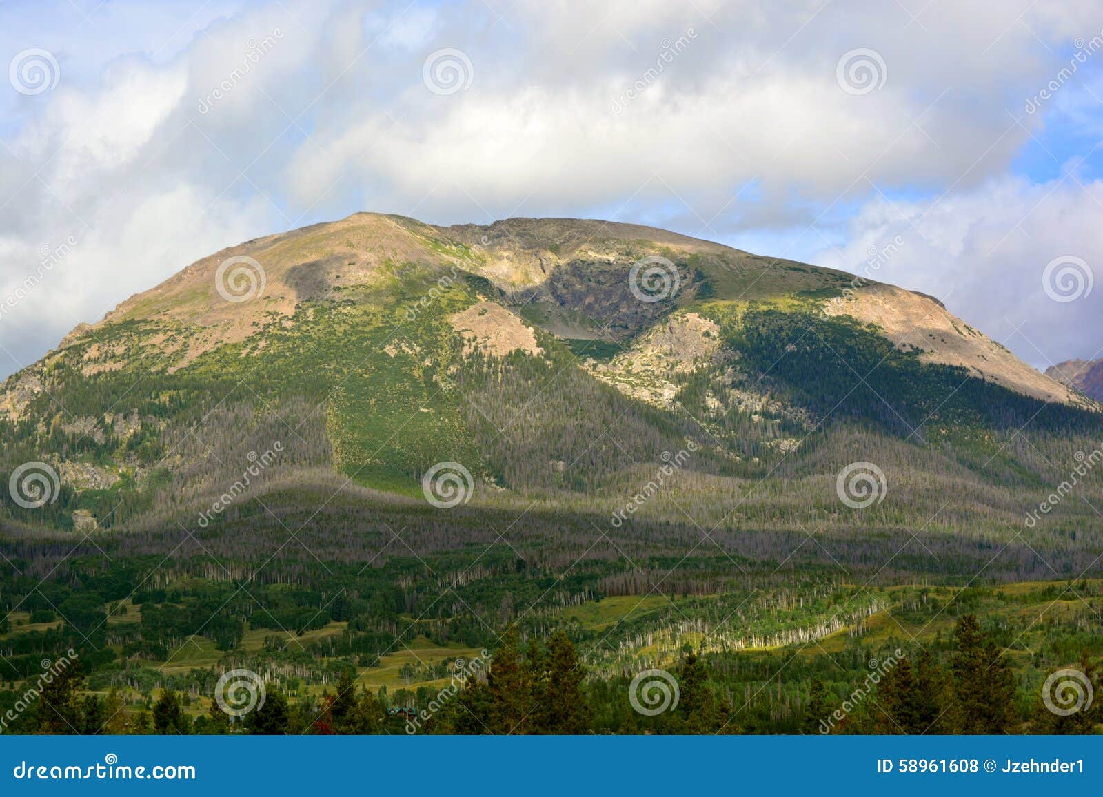 Rounded Tree Covered Mountain Top Stock Photo - Image of roughing, camp ...