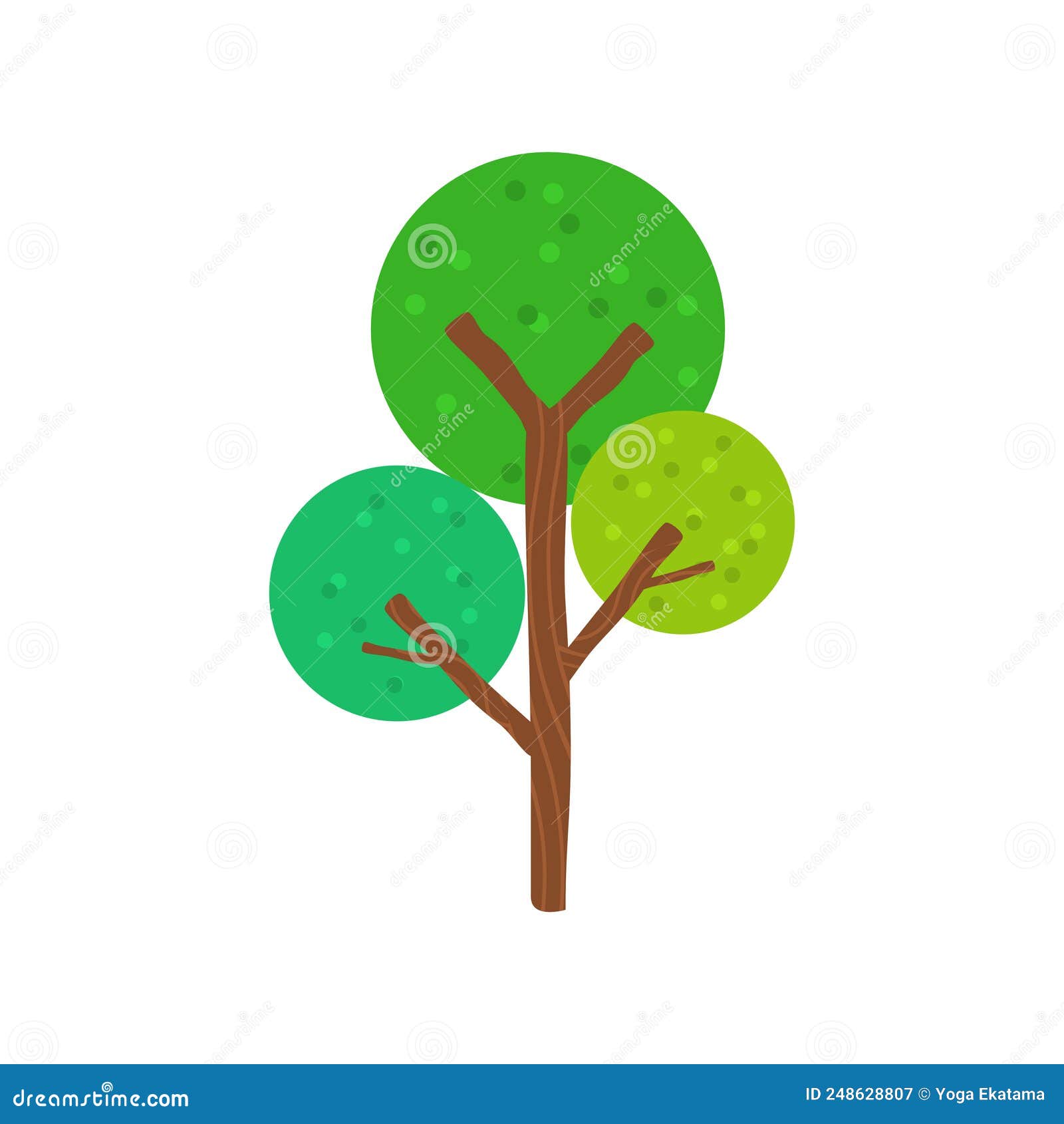 Rounded Tree Element Illustration Vector. Flat Illustration and Hand ...