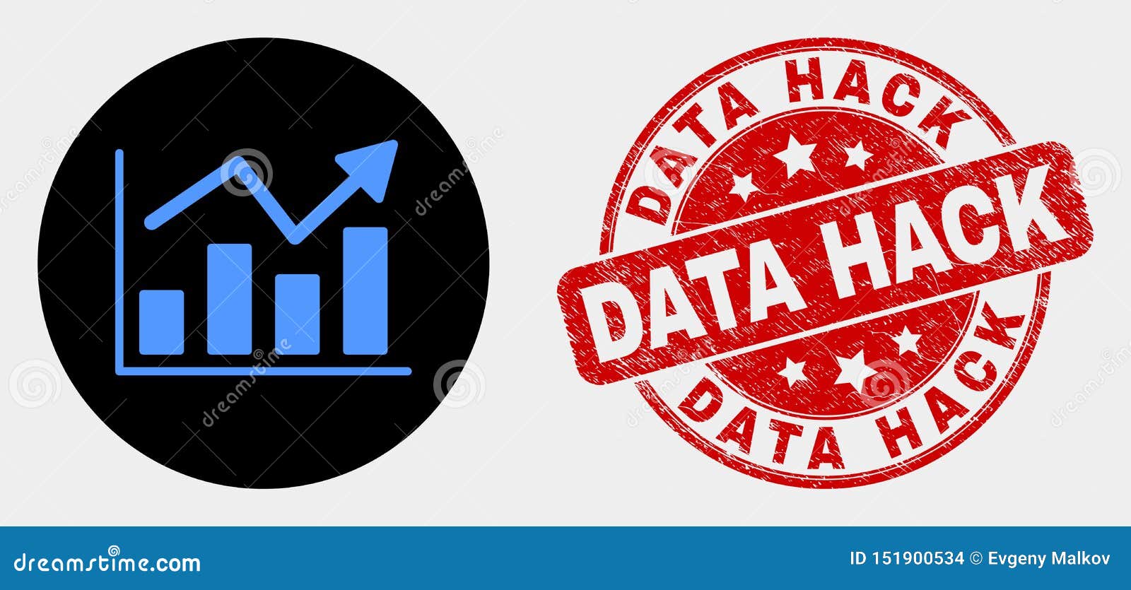 Vector Trend Chart Icon and Grunge Data Hack Stamp Stock Vector ...