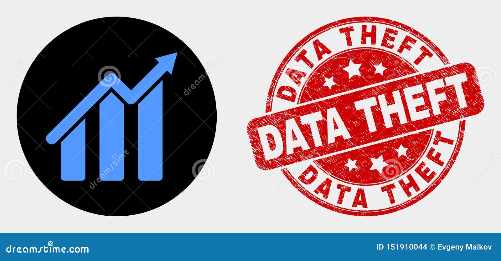 Vector Trend Chart Icon and Distress Data Theft Stamp Stock Vector ...