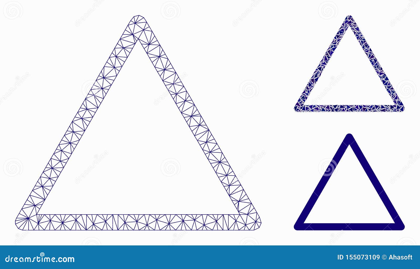 Rounded Triangle Frame Vector Mesh 2D Model and Triangle Mosaic Icon ...