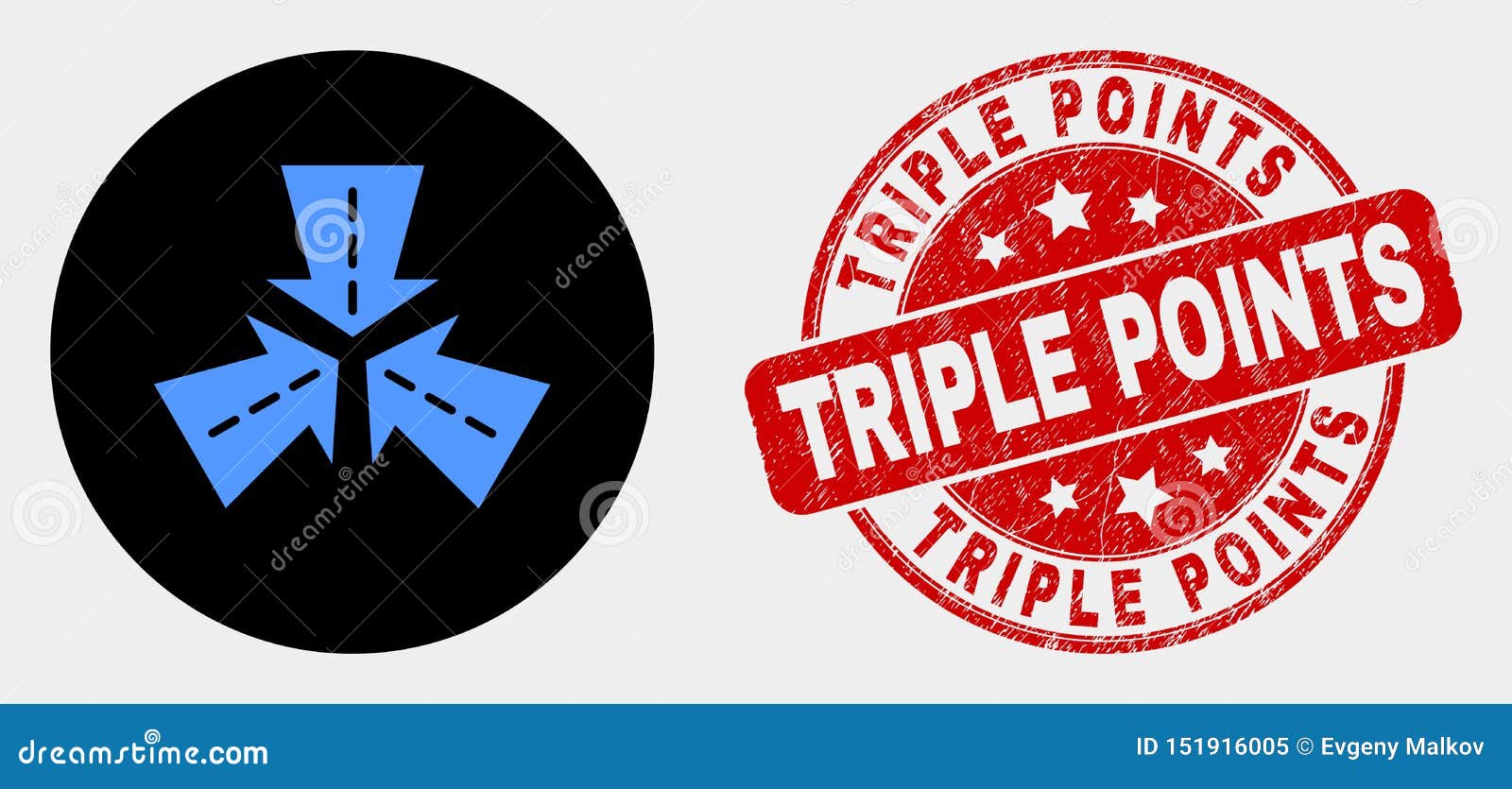 Vector Triple Roads Intersection Icon and Distress Triple Points Seal ...