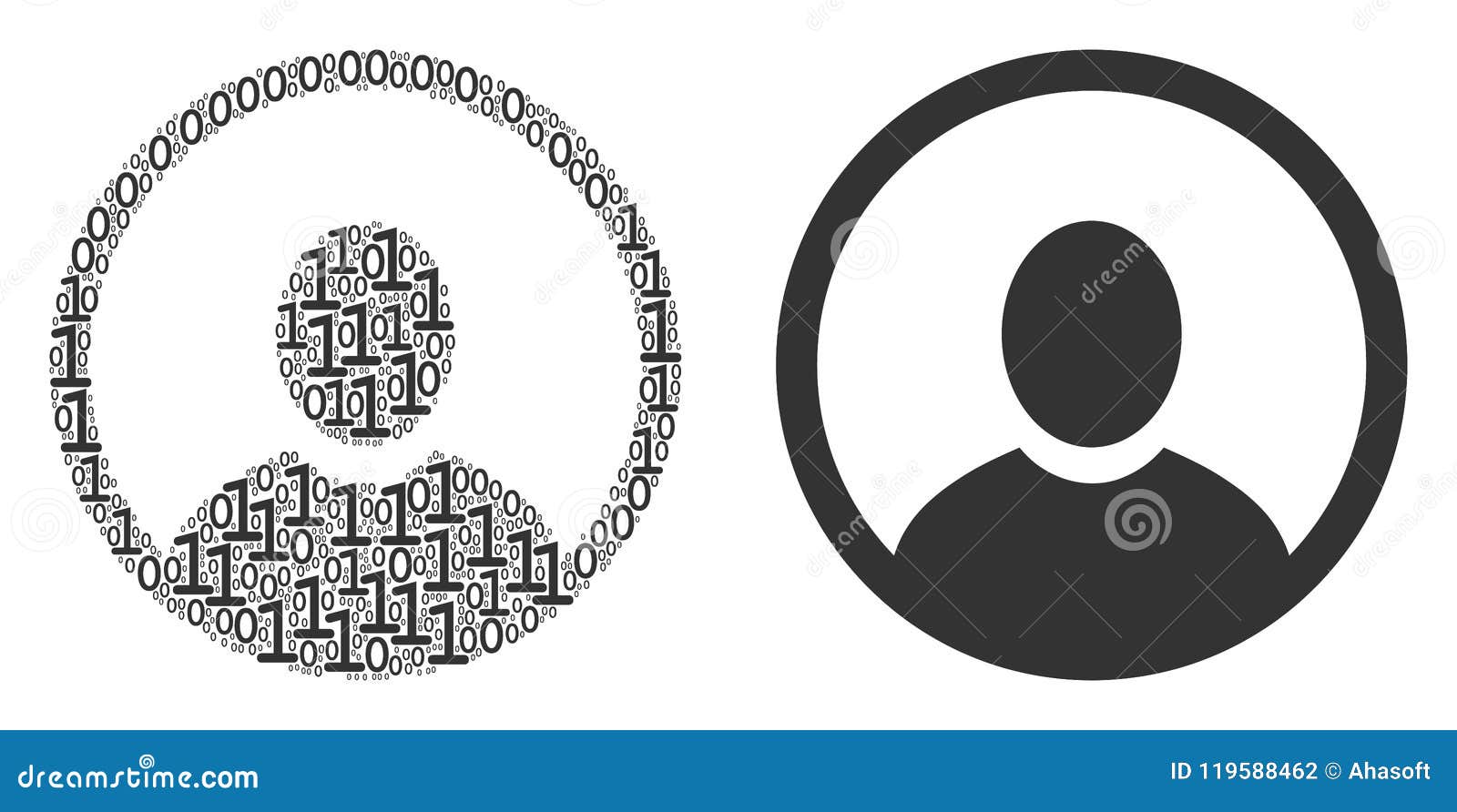 Rounded User Portrait Composition of Binary Digits Stock Vector ...