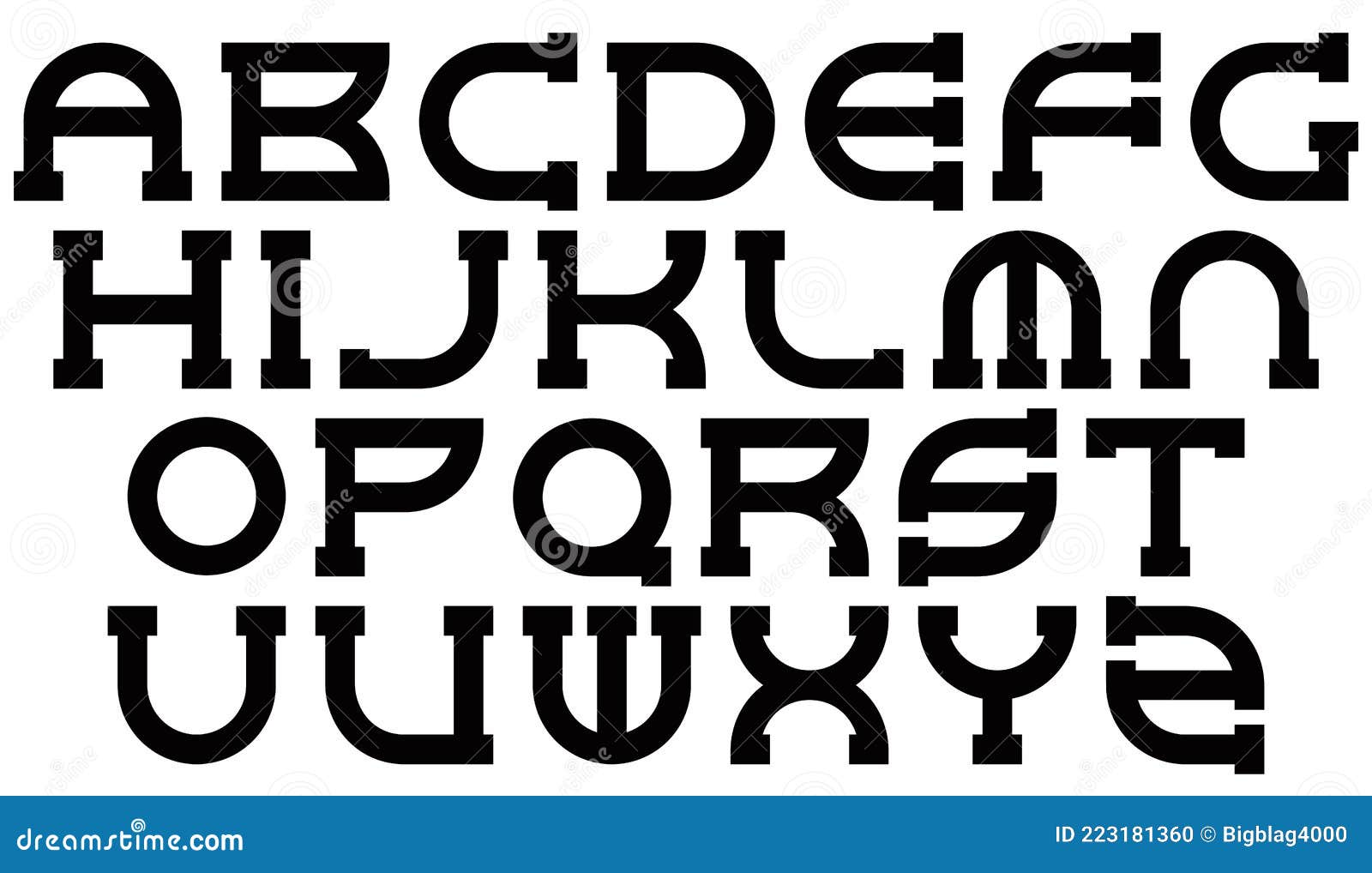 Rounded Vector Alphabet.Art Font. Stock Vector - Illustration of black ...