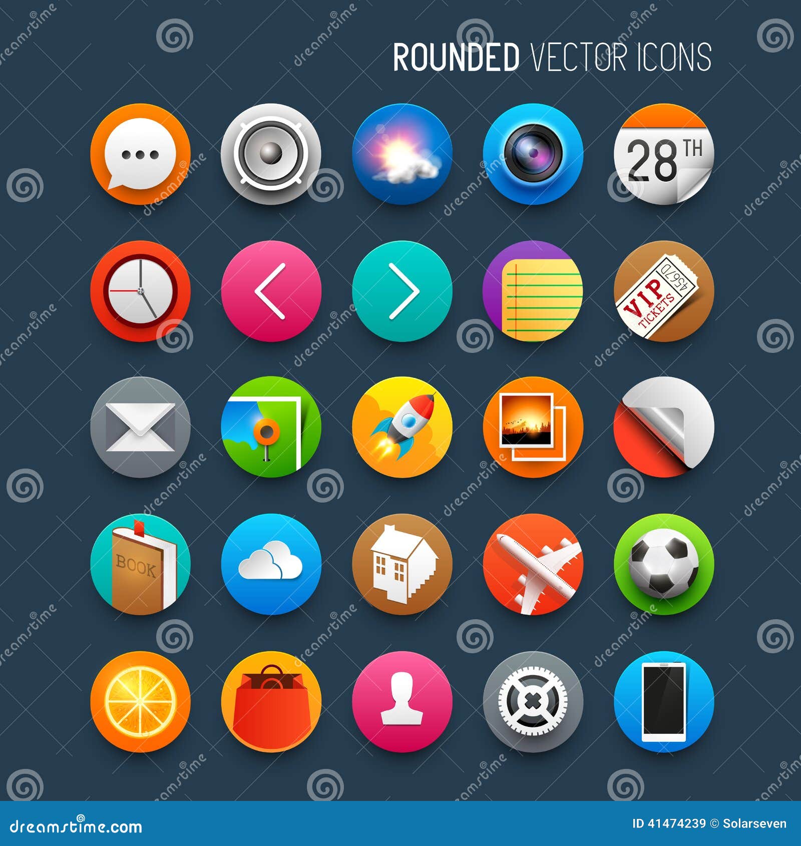 Rounded Vector Icons Set stock vector. Illustration of bubble - 41474239