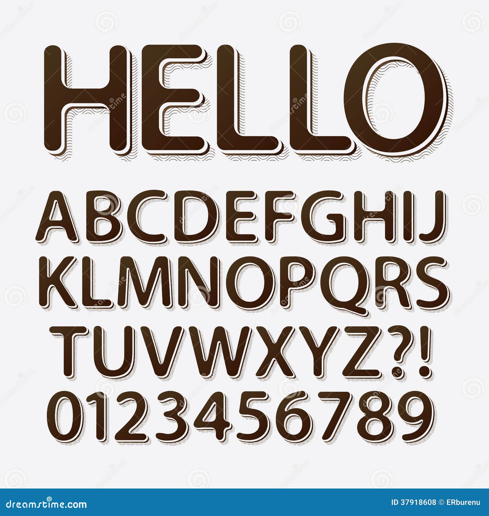 Rounded Vintage Retro Font and Numbers Stock Vector - Illustration of ...