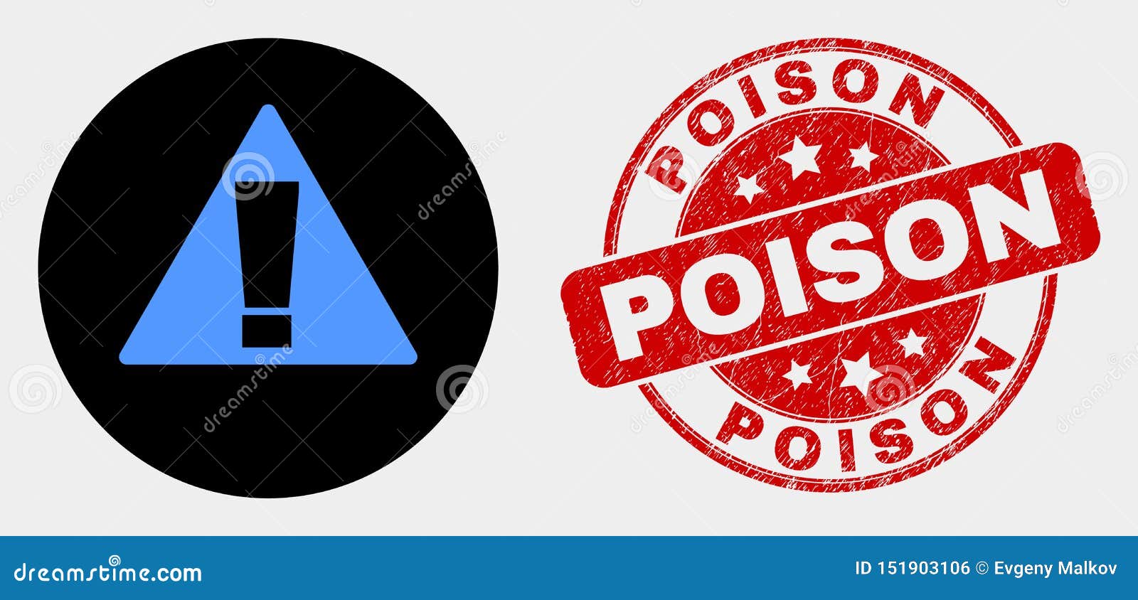 Vector Warning Icon and Grunge Poison Stamp Seal Stock Vector ...