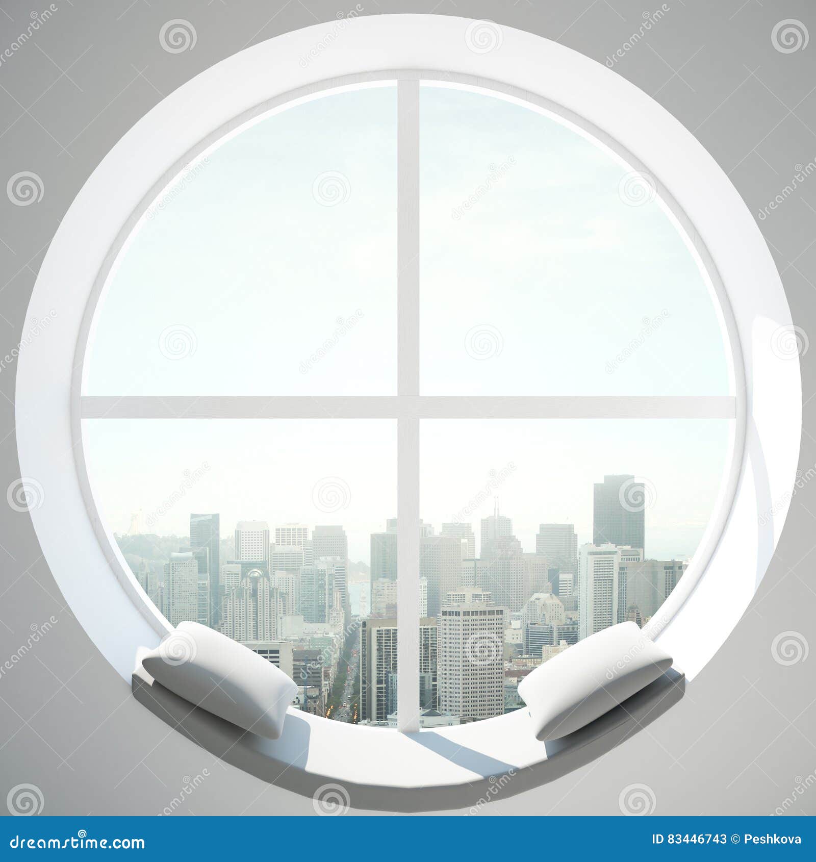 Rounded Window with Pillows Stock Illustration - Illustration of ...