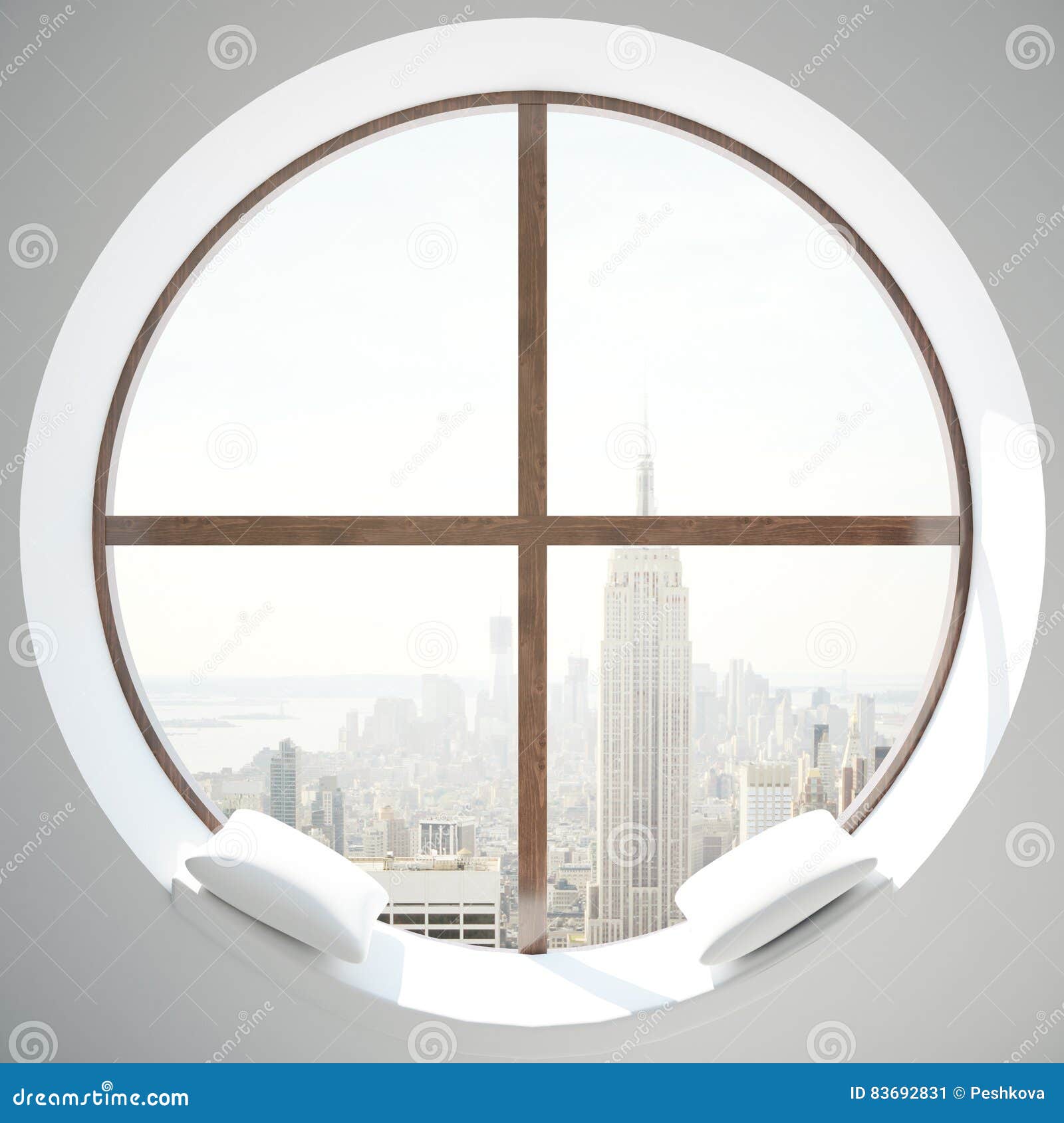 Rounded Window with Pillows Stock Illustration - Illustration of design ...