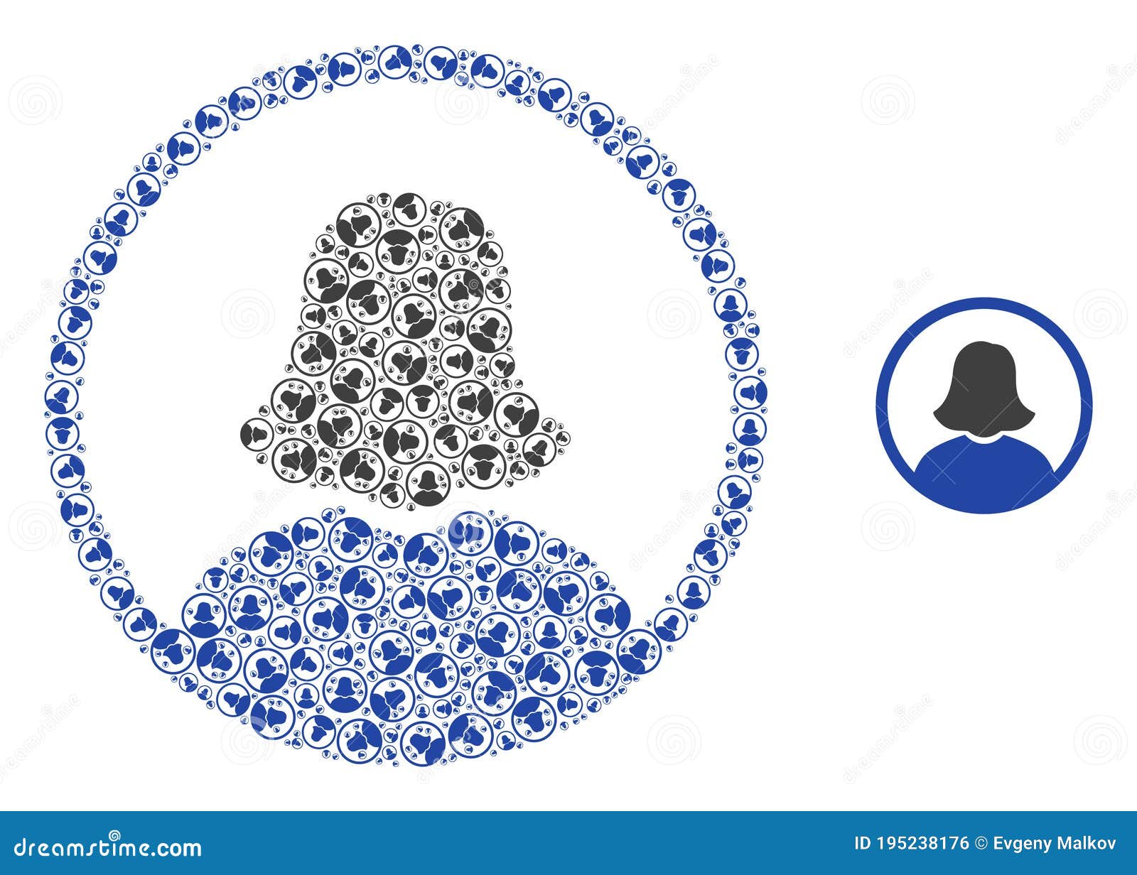 Rounded Woman Portrait Fractal Mosaic Of Self Items Stock Vector