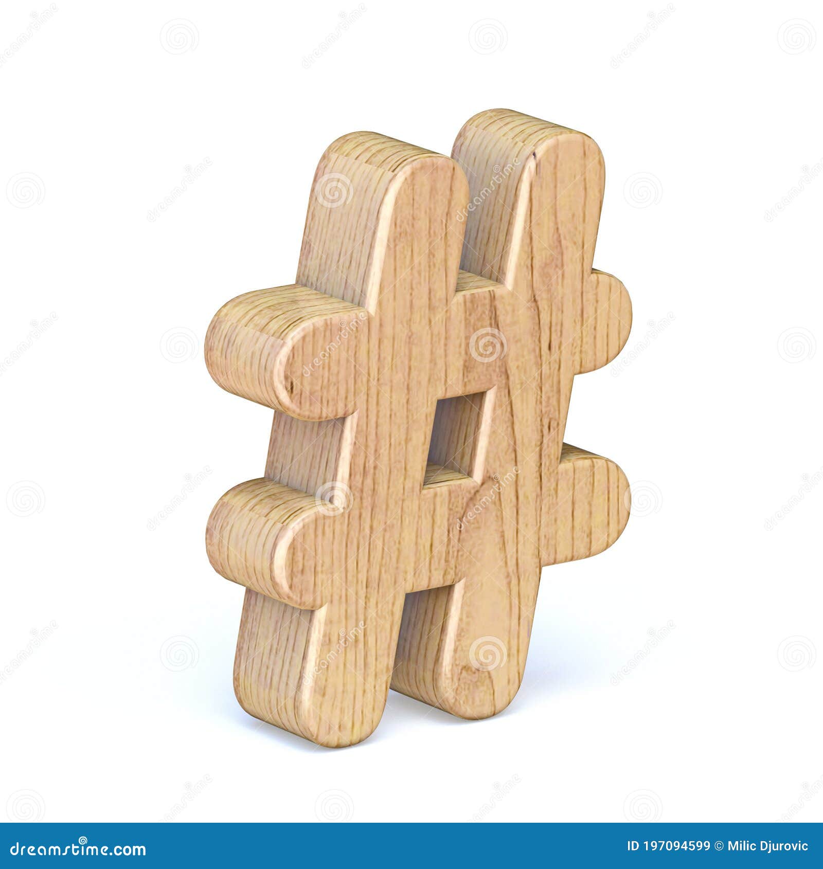 Rounded Wooden Font Hashtag 3D Stock Illustration - Illustration of ...