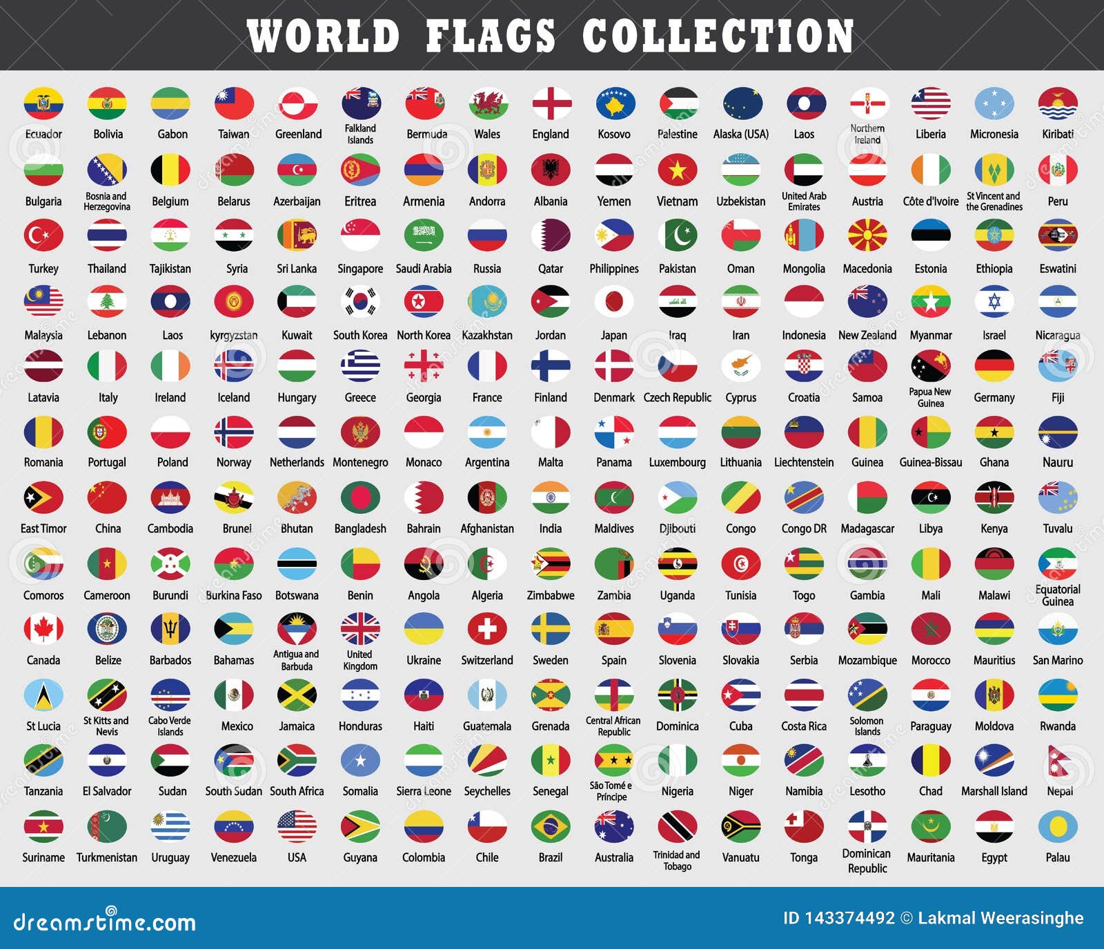 Rounded World Flags Collection Stock Vector - Illustration of alphabet ...