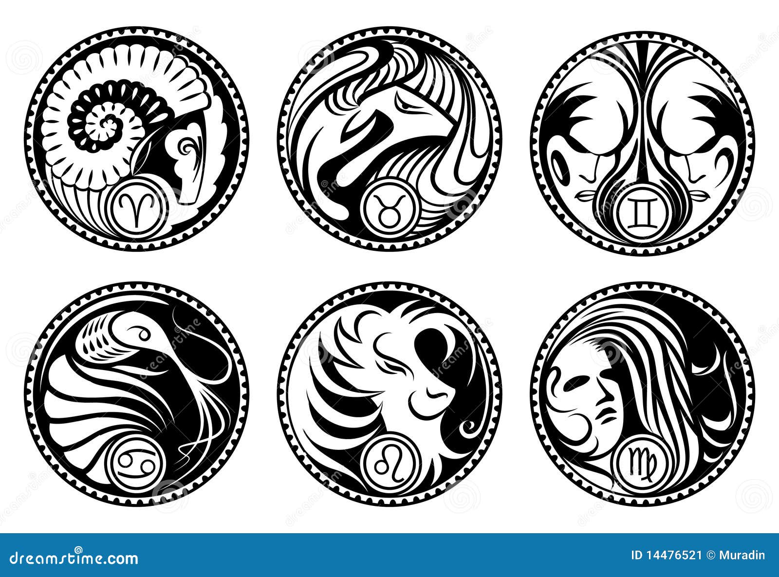 Rounded zodiac icons stock vector. Illustration of circle - 14476521