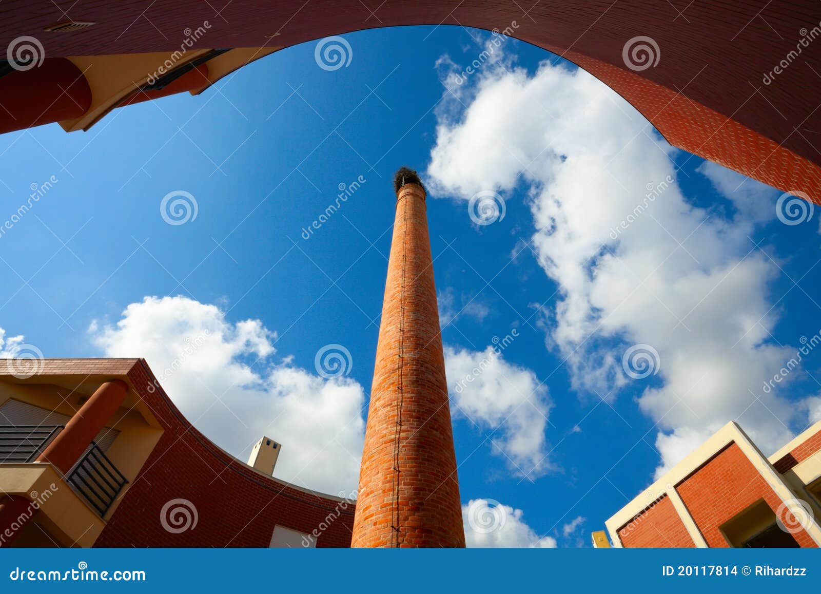 Rounding Building with Chimney Stock Photo - Image of balkony, round ...