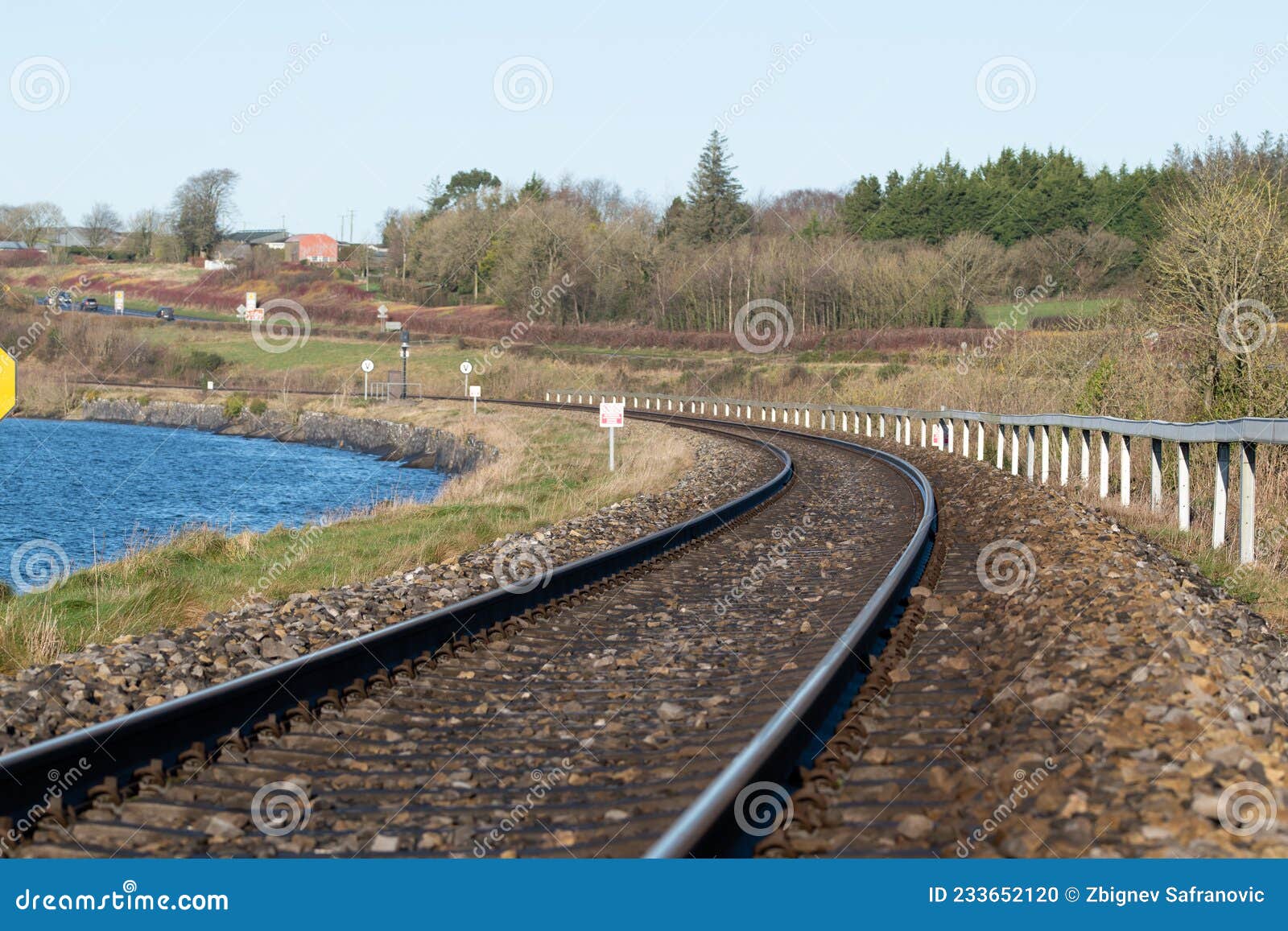 Railway. Empty Tracks Without A Train. Sunlight On The Rails Royalty ...