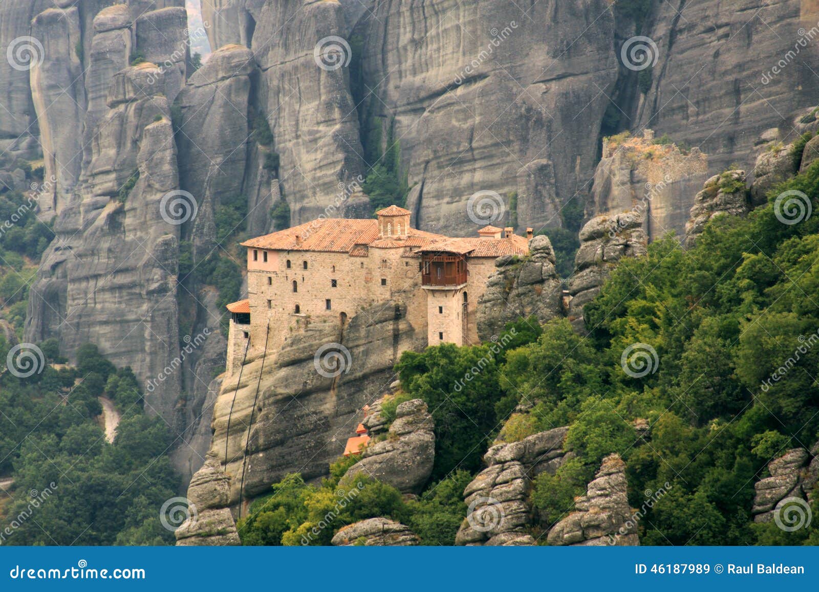 Roussanou Monastery Meteora Stock Image - Image of illuminate, cloister ...