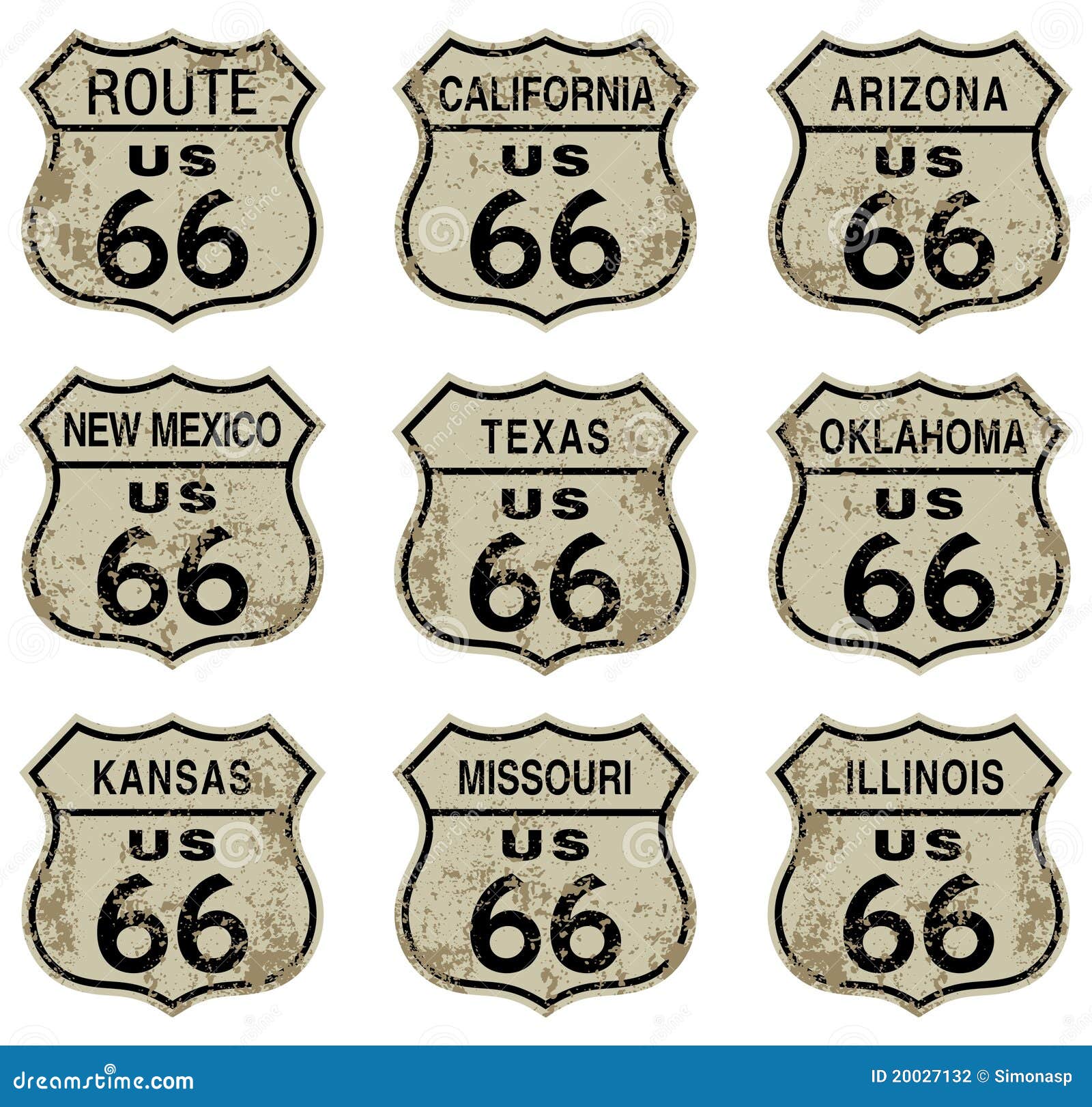 Route 66 stock vector. Illustration of scratch, grungy - 20027132