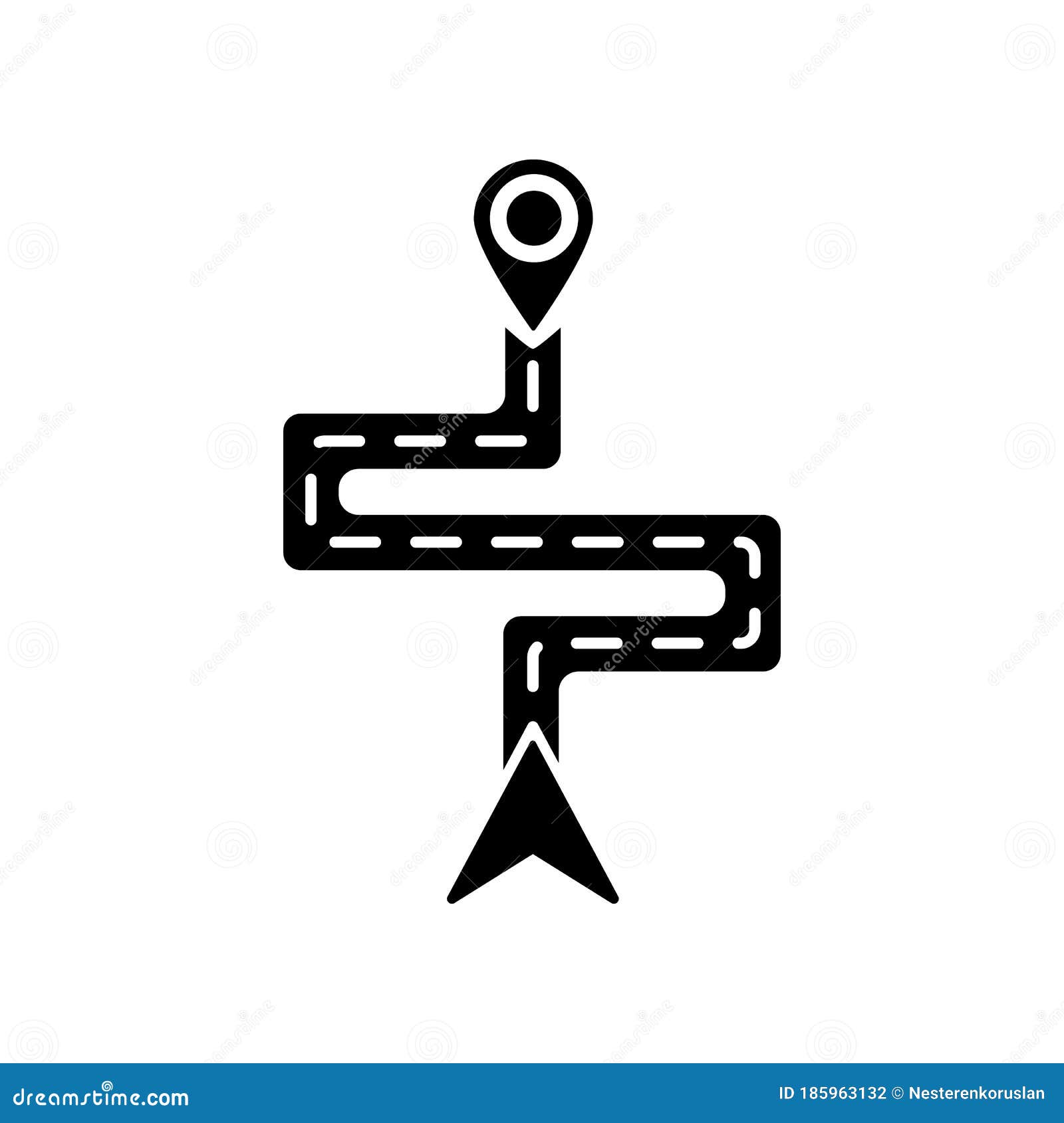 Route black glyph icon stock vector. Illustration of isolated - 185963132