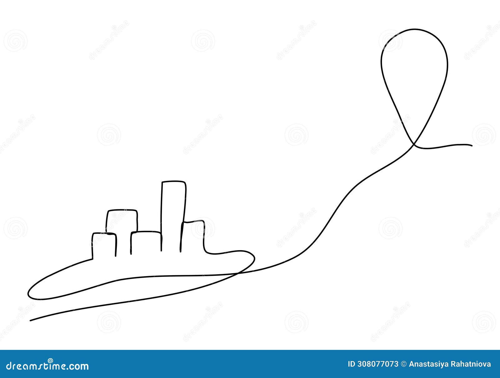 Route from the City, One Line Drawing Vector Illustration Stock Vector ...